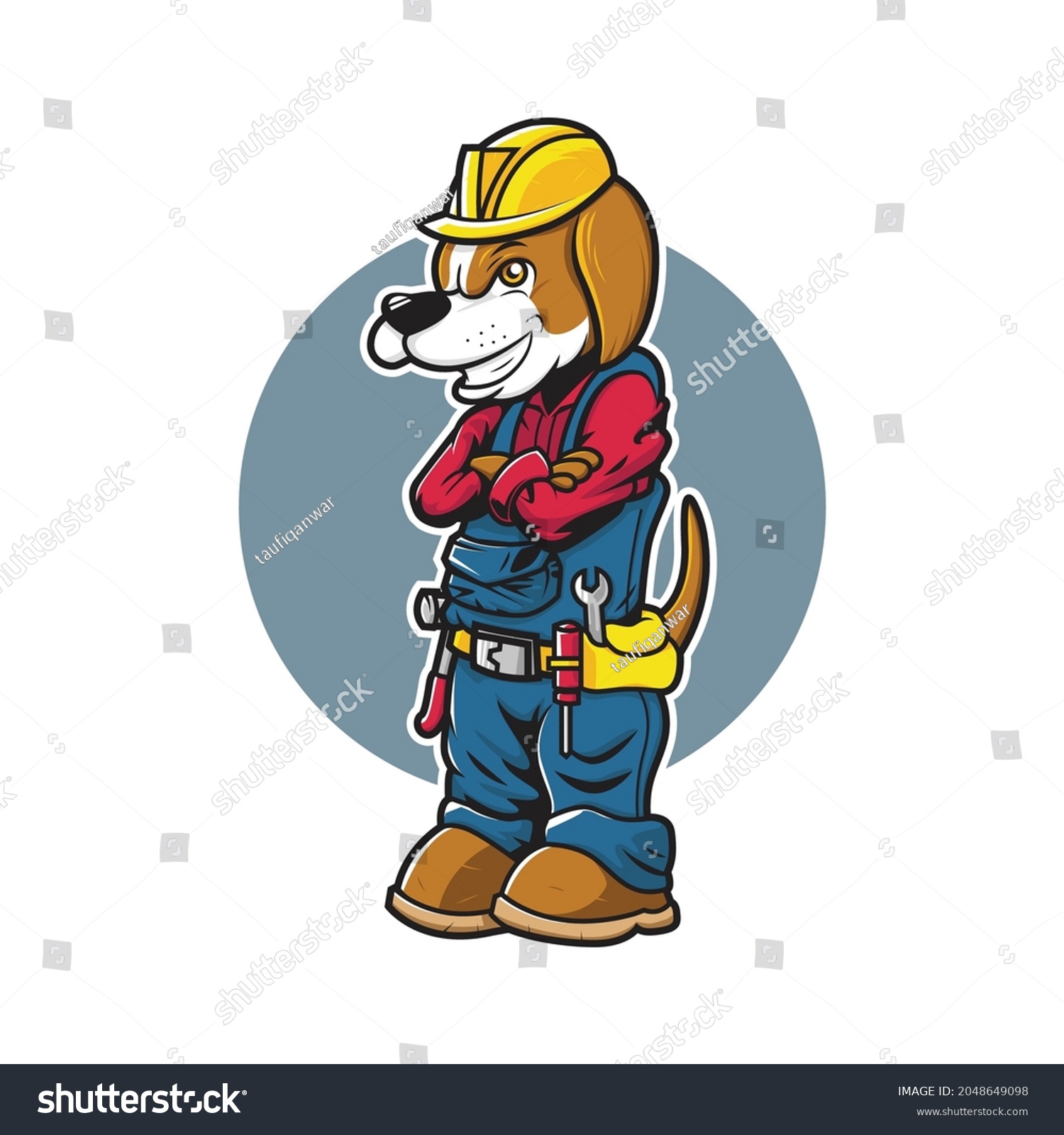 Dog Builder Worker Mascot Illustration Vector Stock Vector (Royalty ...