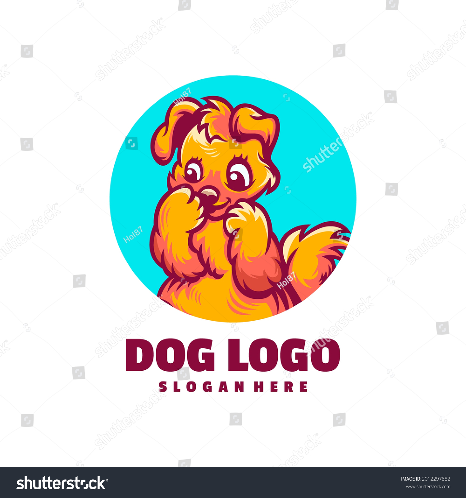 Vektor Stok Dog Cartoon Logo Design Vector (Tanpa Royalti) 2012297882 ...