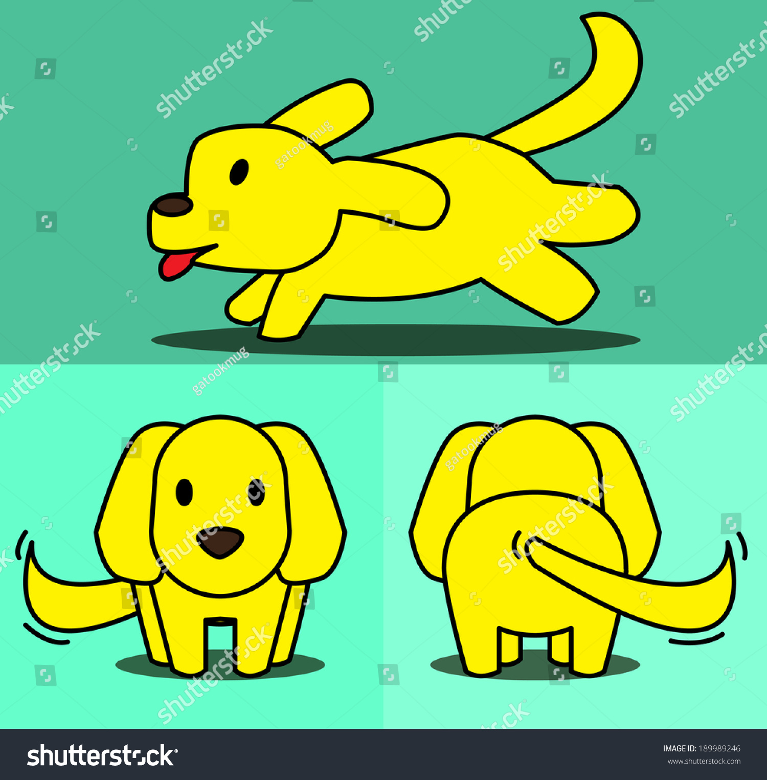 Dog Cartoon Pattern Side View Front: vector de stock (libre de regalías ...