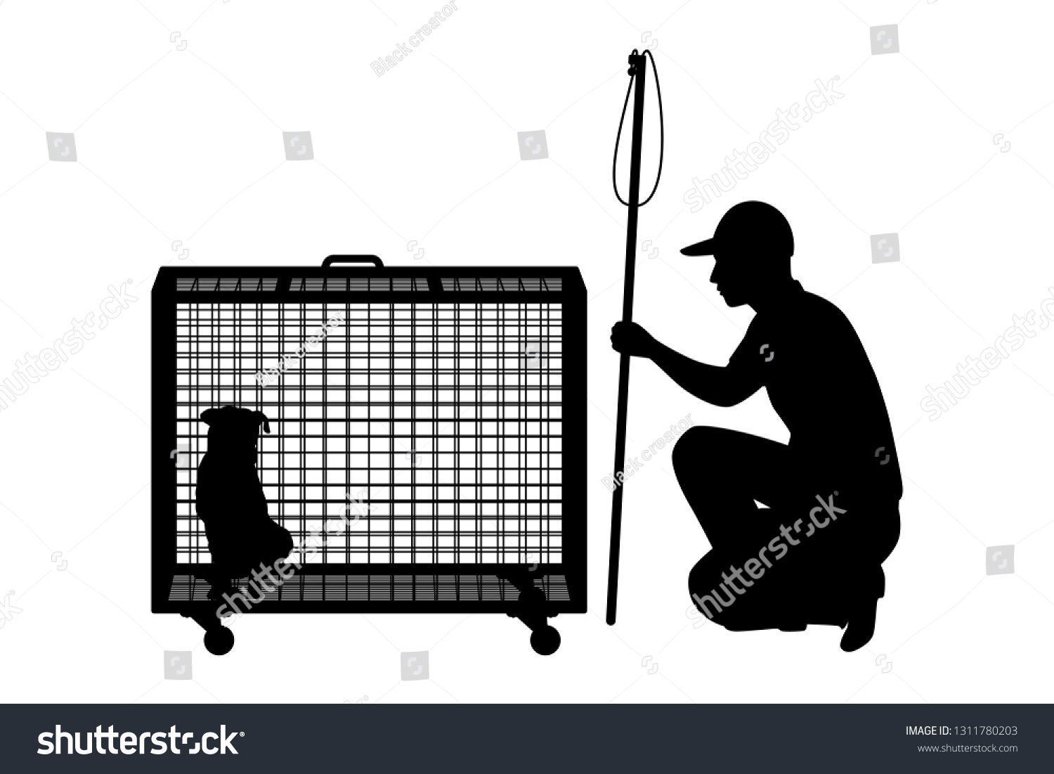 Dog Catcher Silhouette Vector: vector de stock (libre de regalías ...