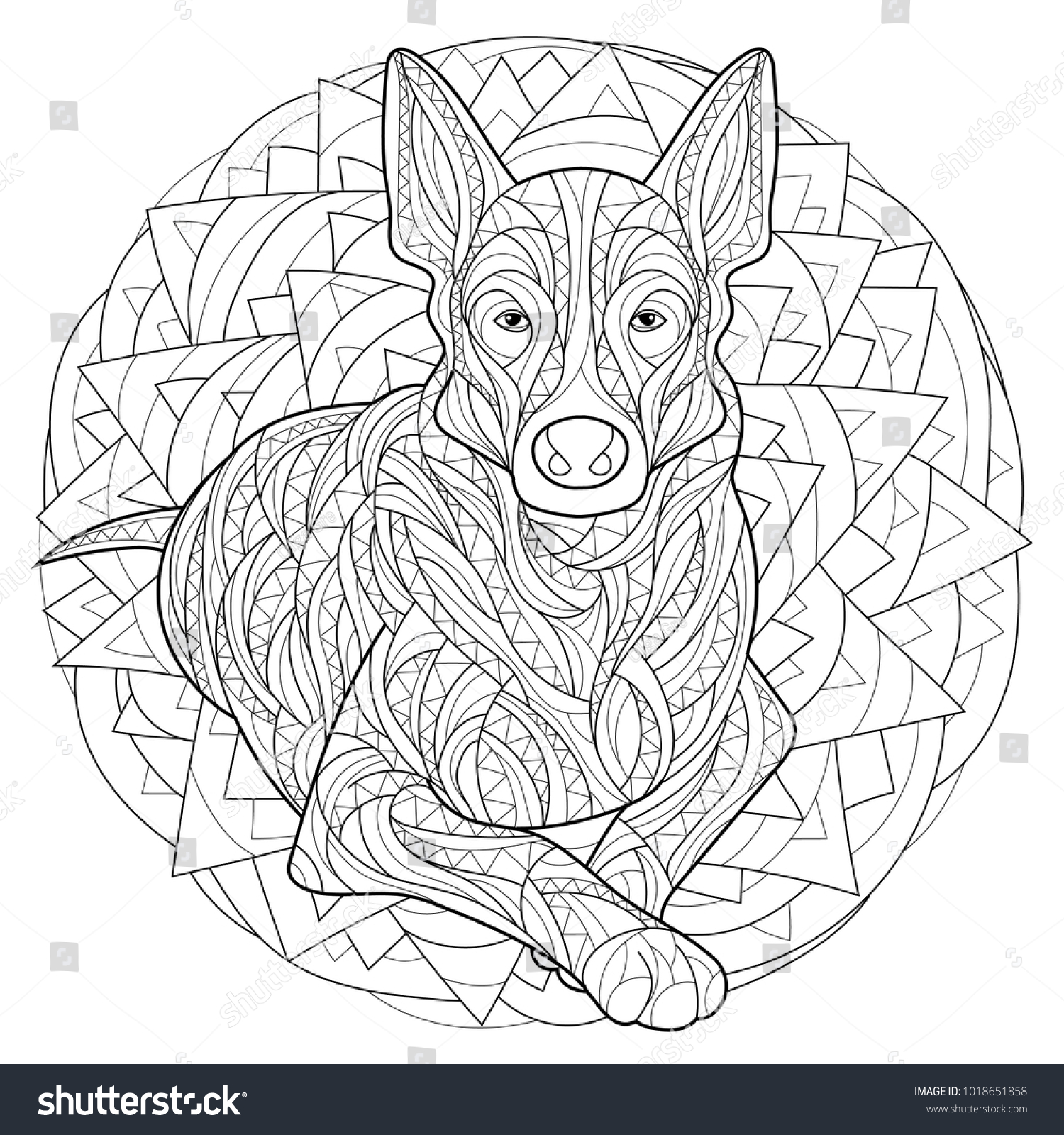 Dog Coloring Page Stock Vector (Royalty Free) 1018651858 | Shutterstock