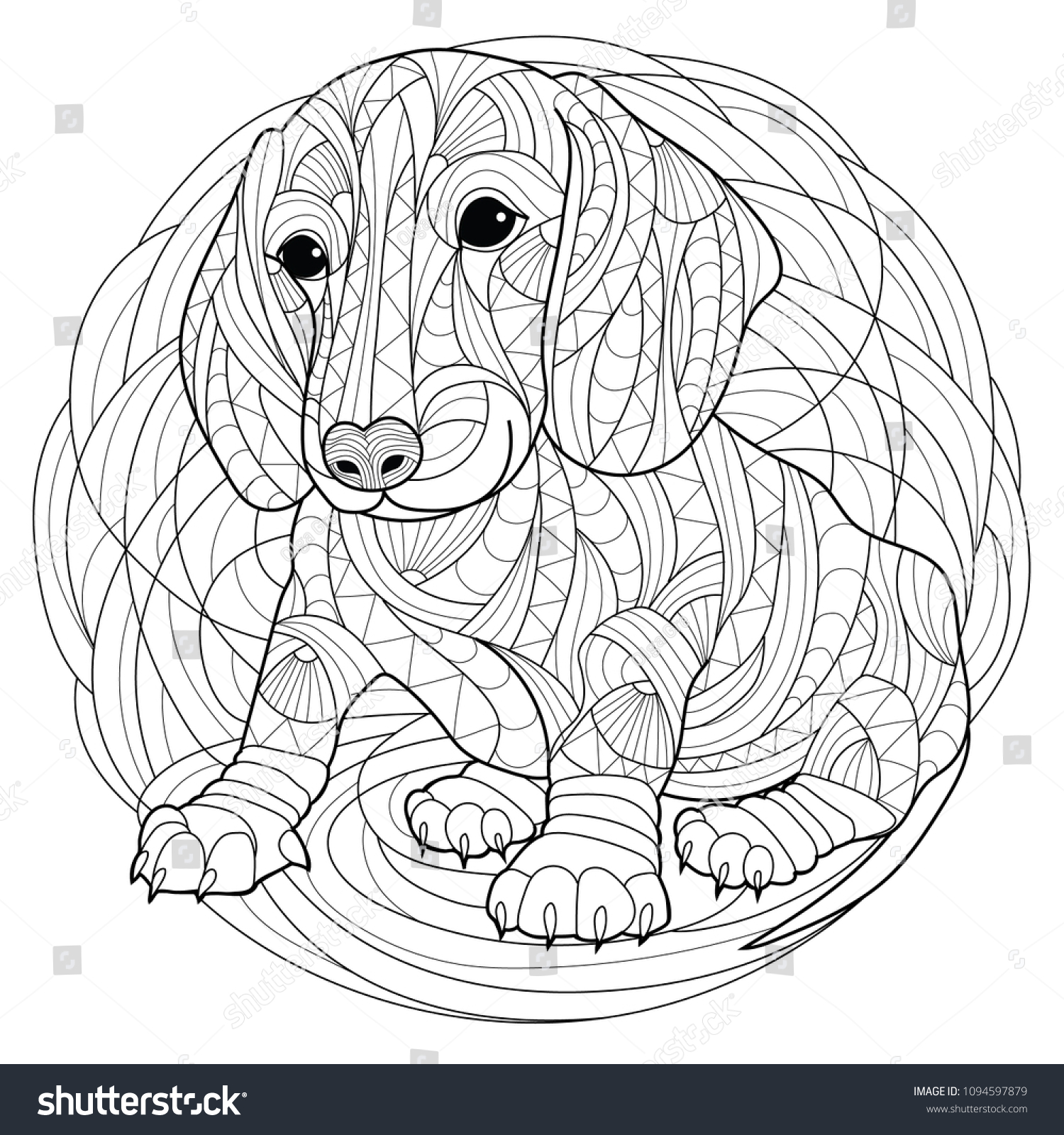 Dog Coloring Page: เวกเตอร์สต็อก (ปลอดค่าลิขสิทธิ์) 1094597879 ...