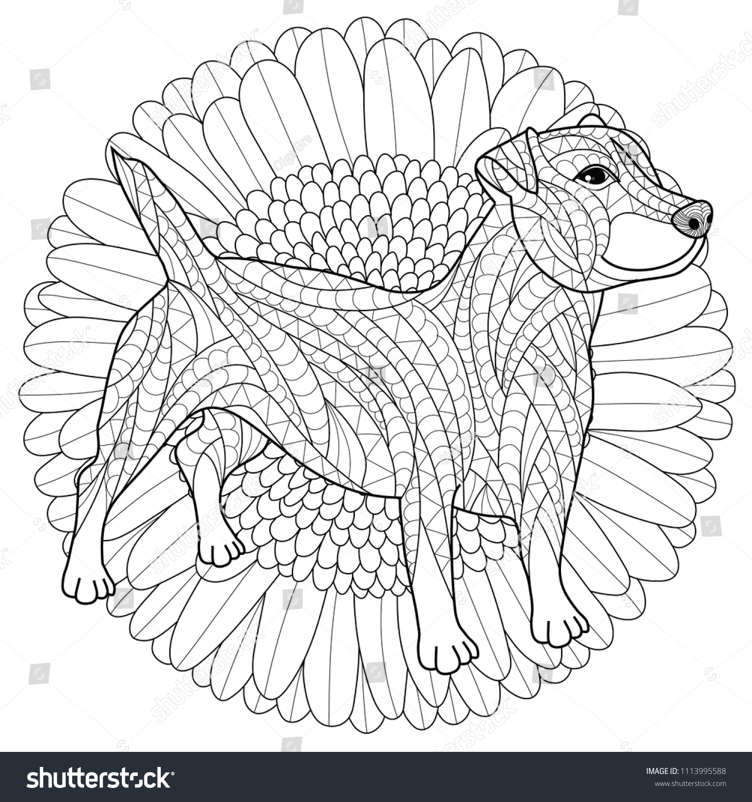 Dog Coloring Page Stock Vector (Royalty Free) 1113995588 | Shutterstock