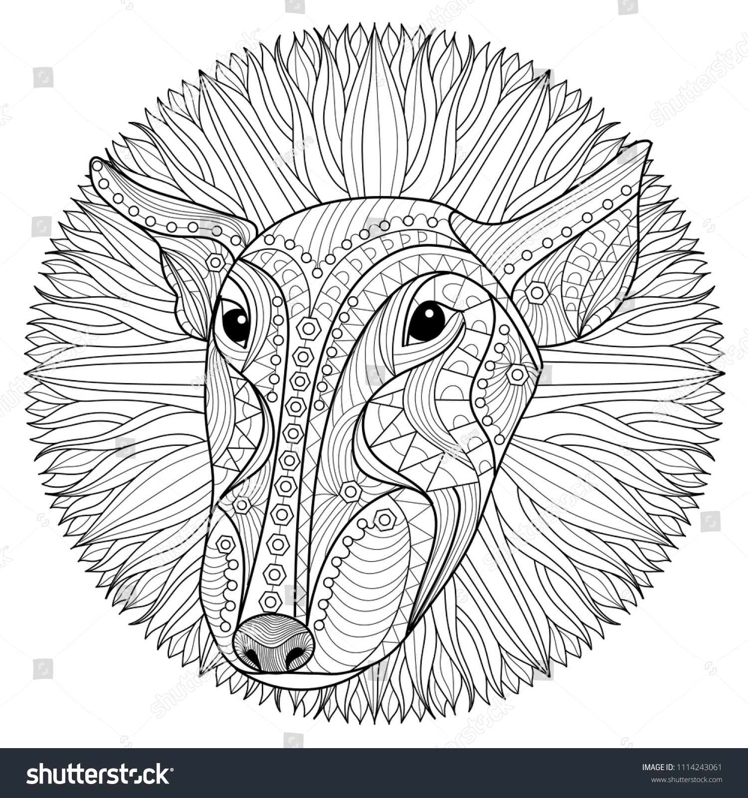 Dog Coloring Page: เวกเตอร์สต็อก (ปลอดค่าลิขสิทธิ์) 1114243061 ...