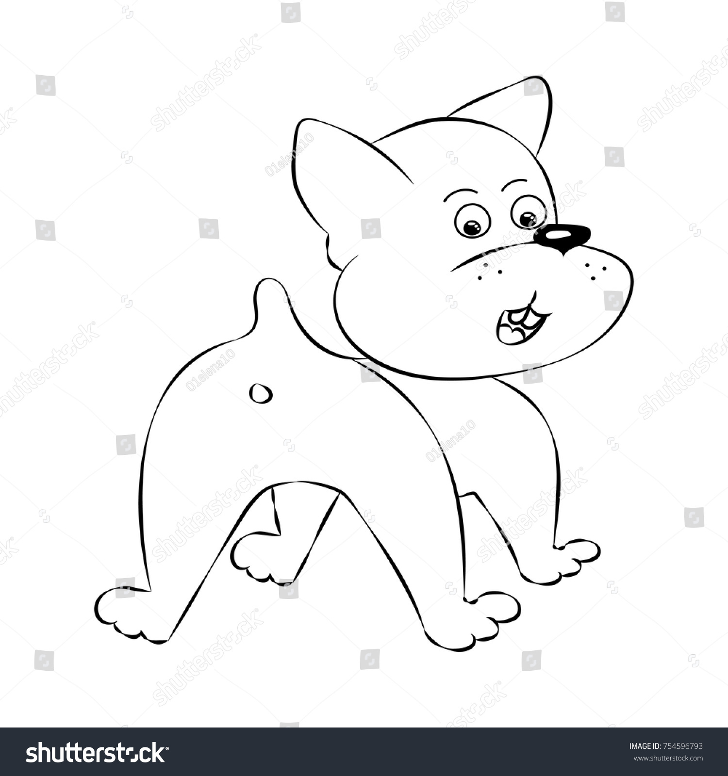 Dog Comics Line Drawing Vector Illustration Stock Vector (Royalty Free ...