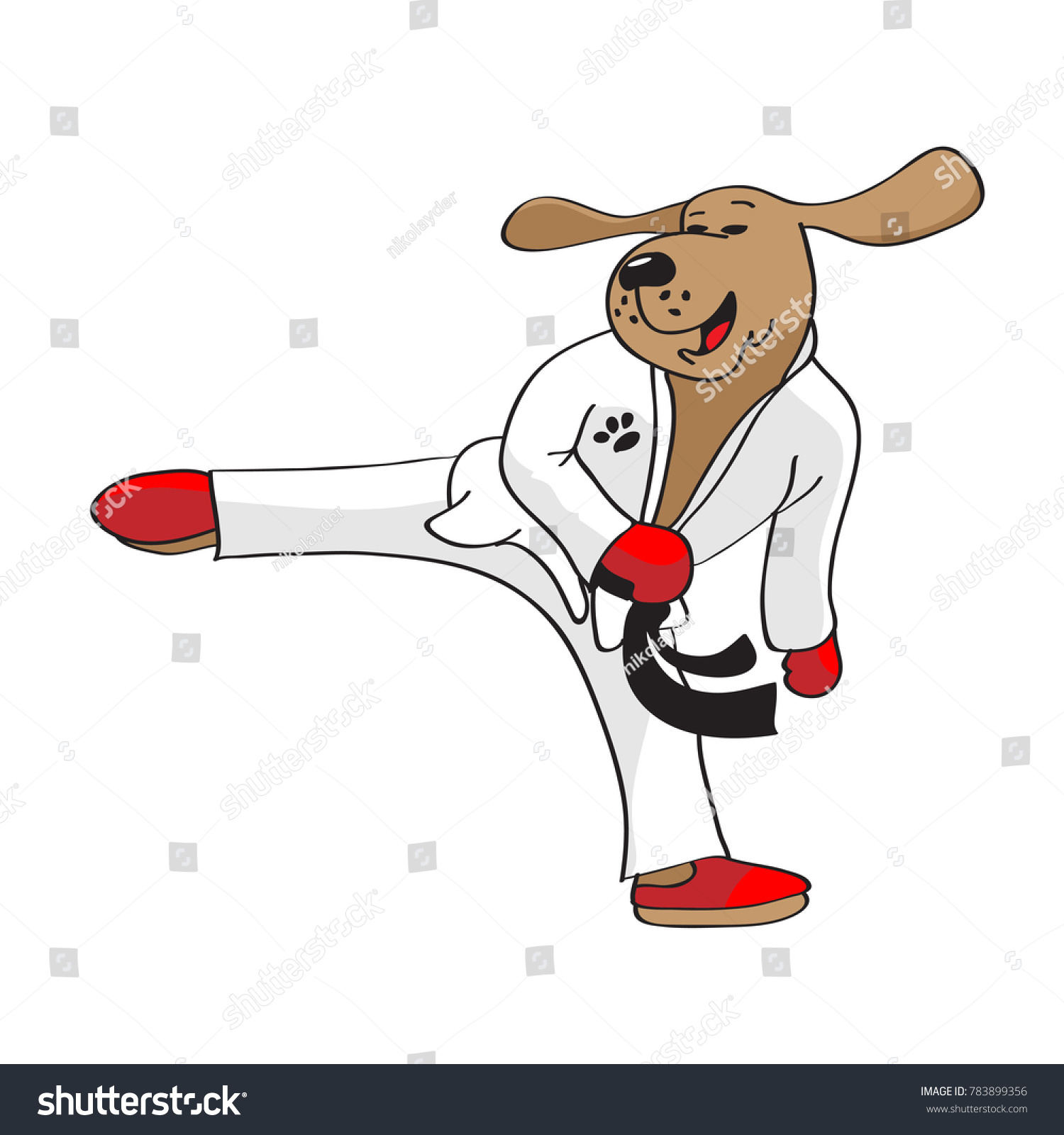 Dog Do Kick Karate Dog Stock Vector (Royalty Free) 783899356