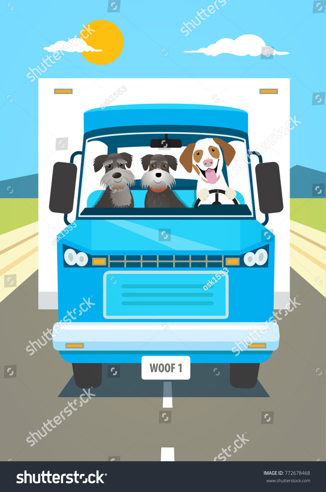 Dog Driving Lorry Stock Vector (Royalty Free) 772678468