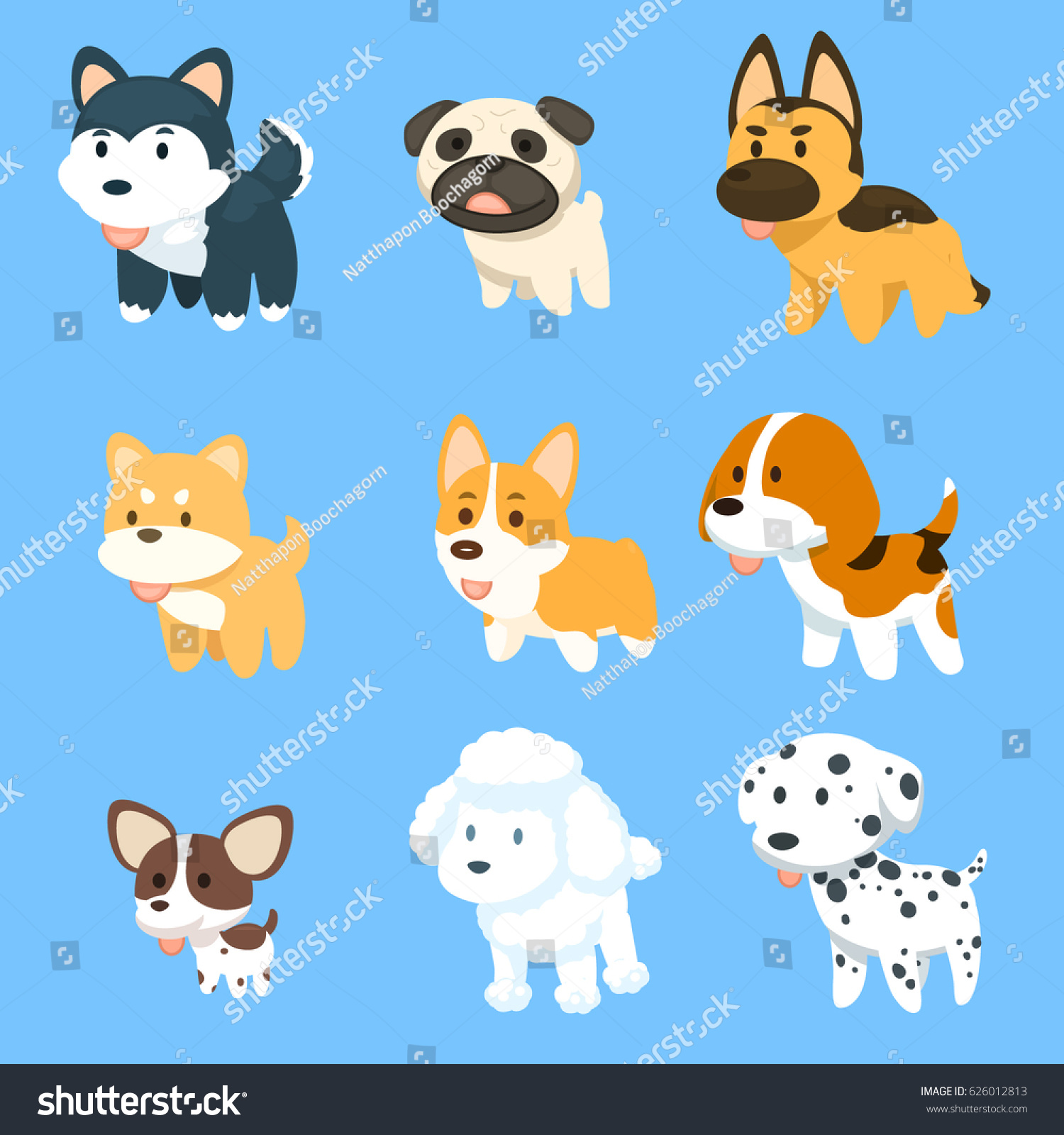 Dog Flat Design Set 스톡 벡터(사용료 없음) 626012813 - Shutterstock