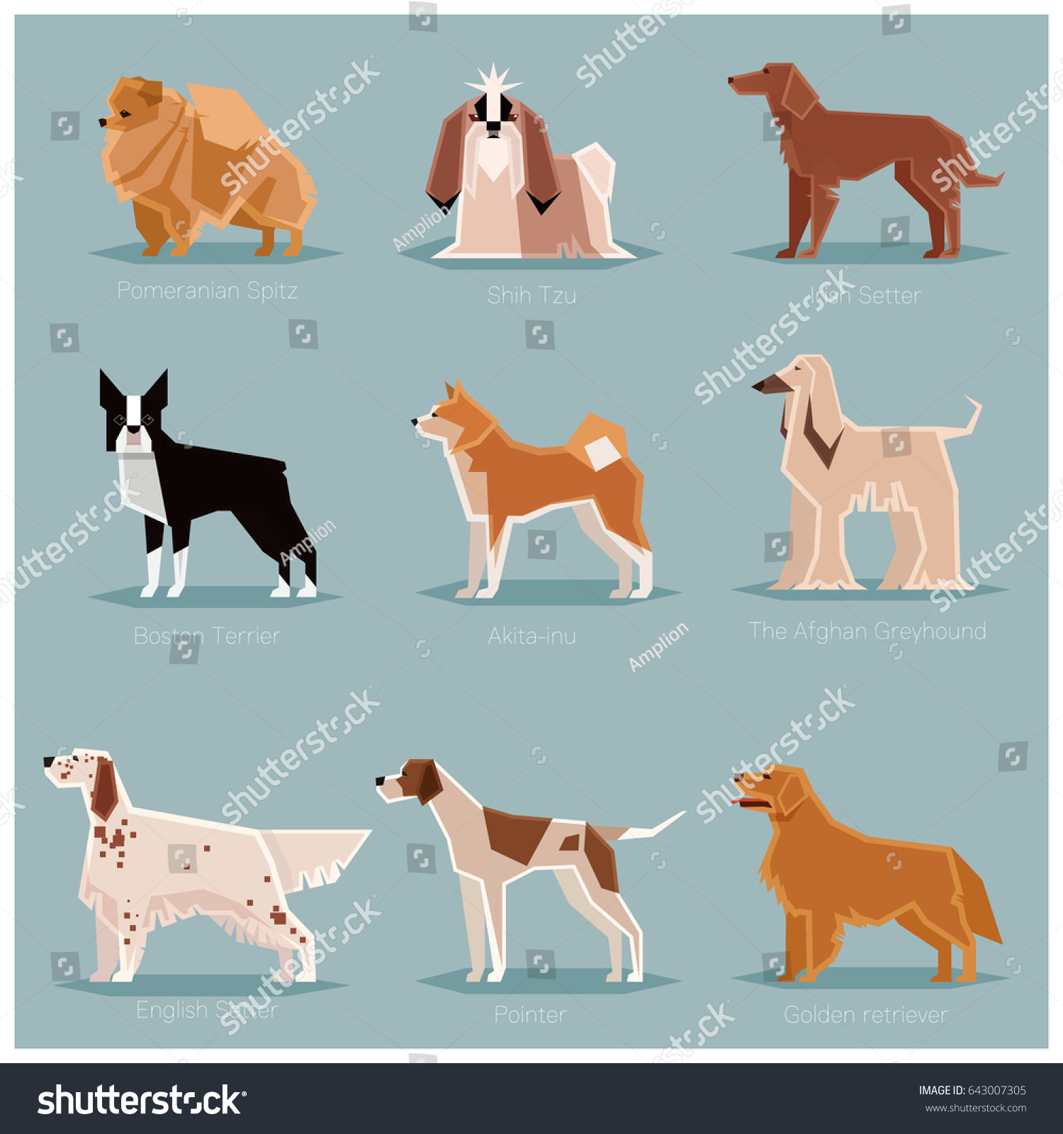 Dog Flat Icons Set Stock Vector (Royalty Free) 643007305