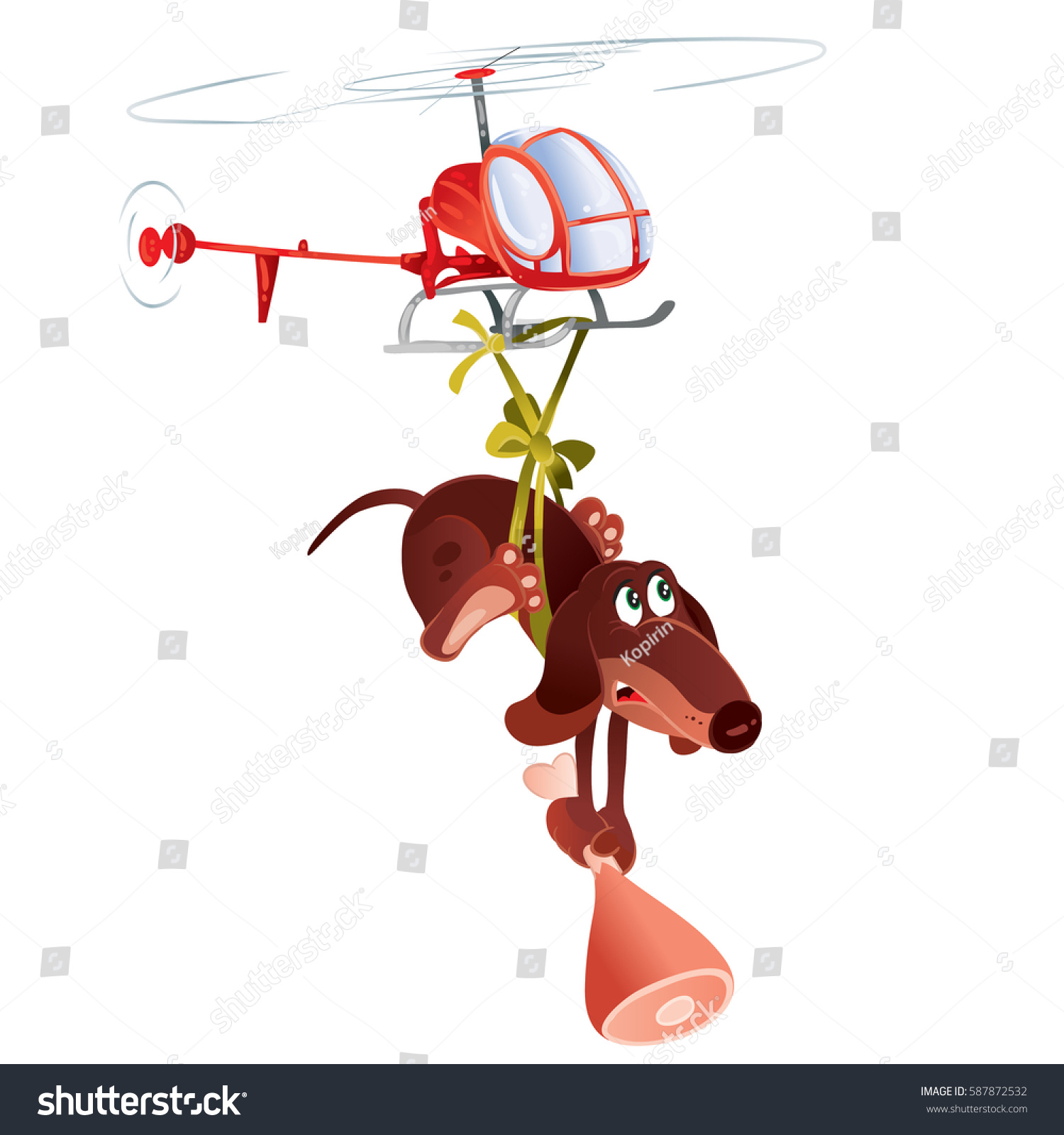 Dog Flying Helicopter Vector: เวกเตอร์สต็อก (ปลอดค่าลิขสิทธิ์) 587872532