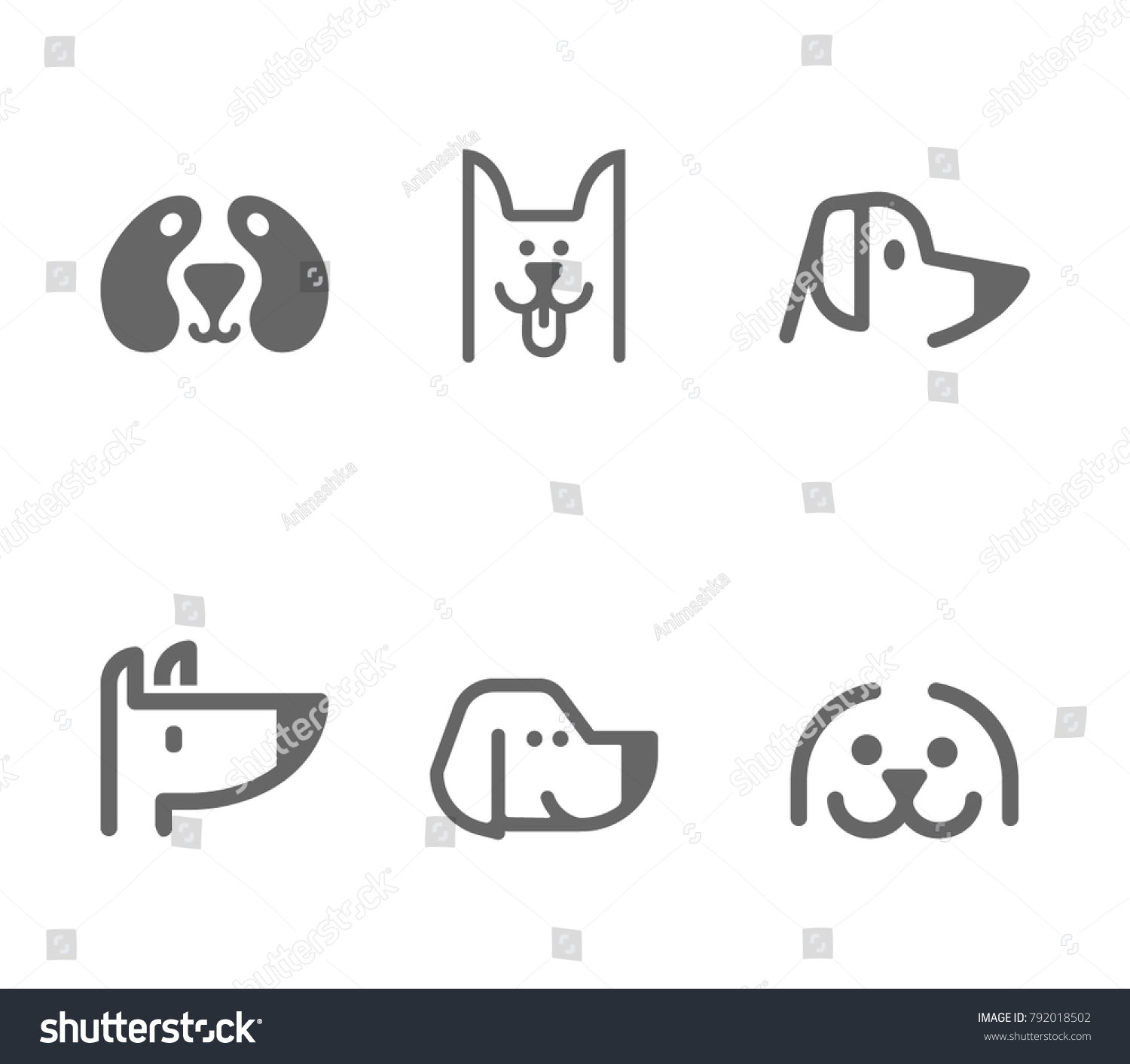 Dog Line Icon Set Vector Illustration Stock Vector (Royalty Free) 792018502