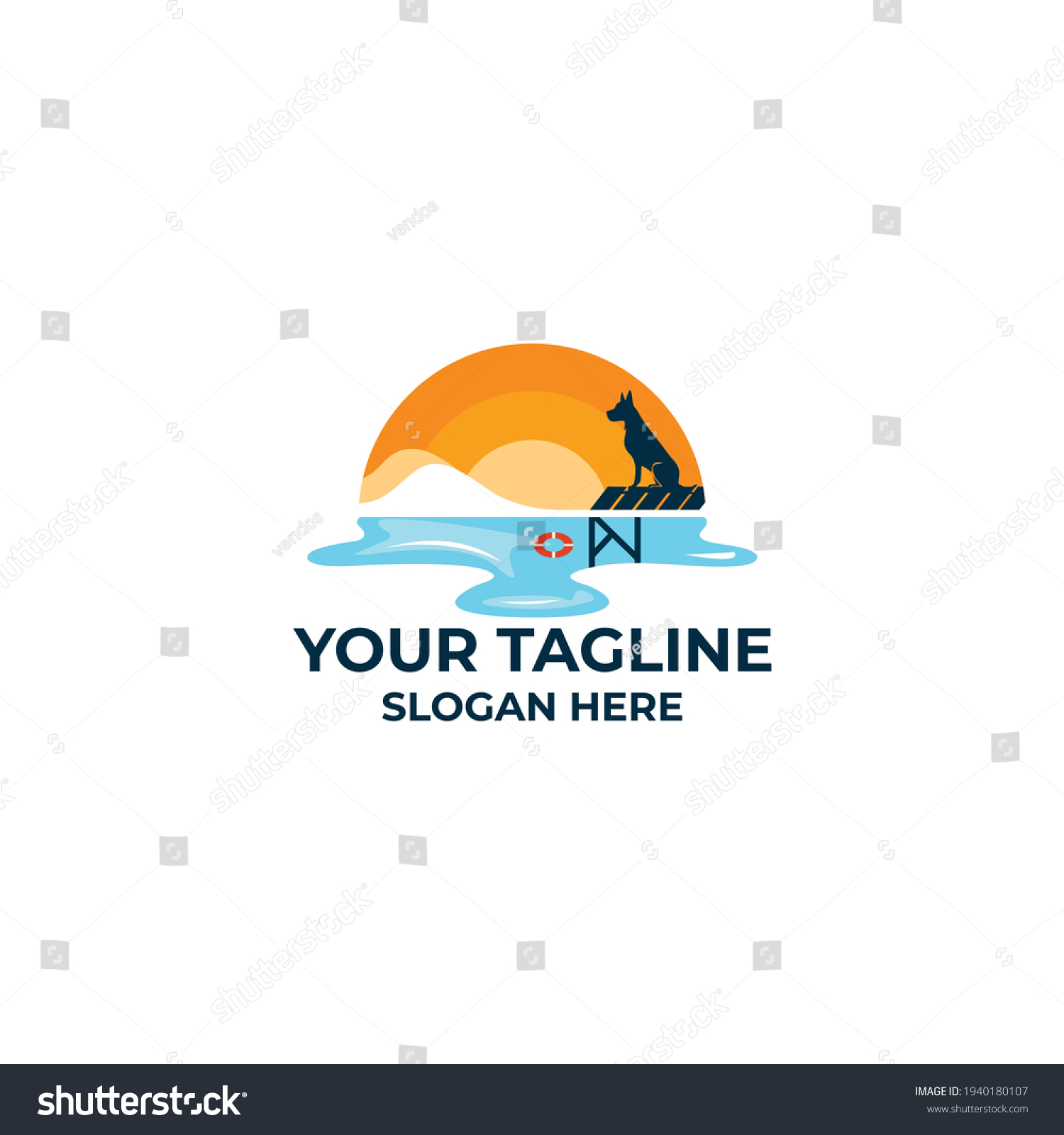 Dog Logo On Beach Vector Creative Stock Vector (Royalty Free ...