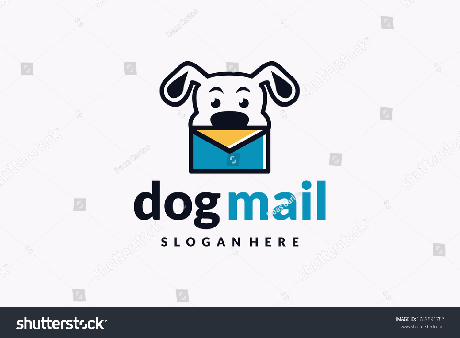 Dog Mail Logo Design Vector Template Stock Vector (Royalty Free) 1789891787