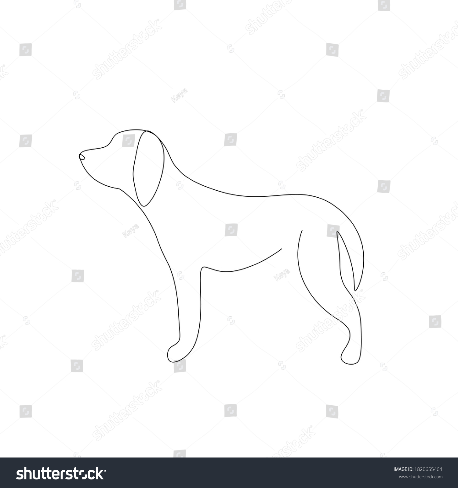 Dog One Line Drawing Vector Illustration: เวกเตอร์สต็อก (ปลอดค่า ...