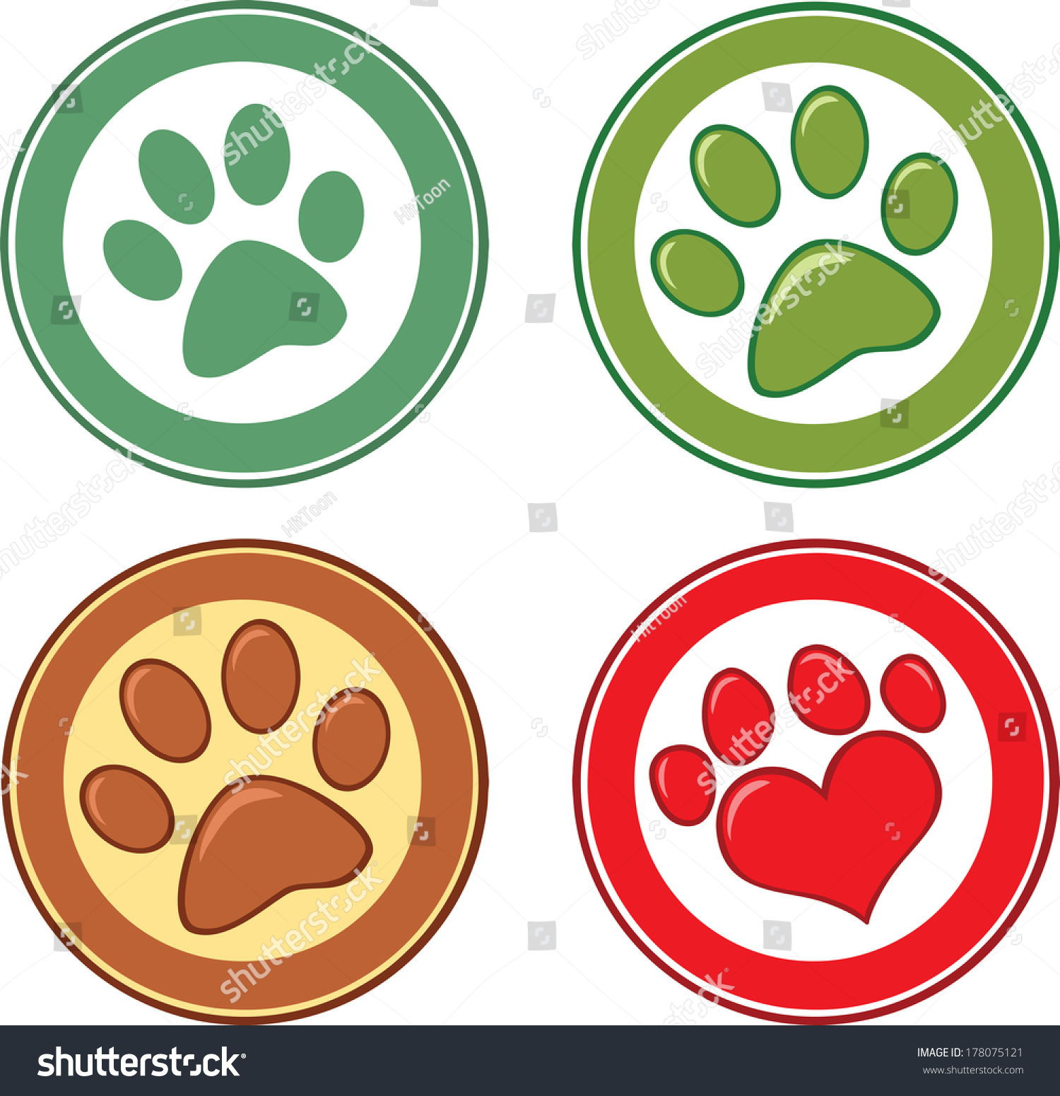 Dog Paw Circle Set Vector Collection Stock Vector (Royalty Free) 178075121
