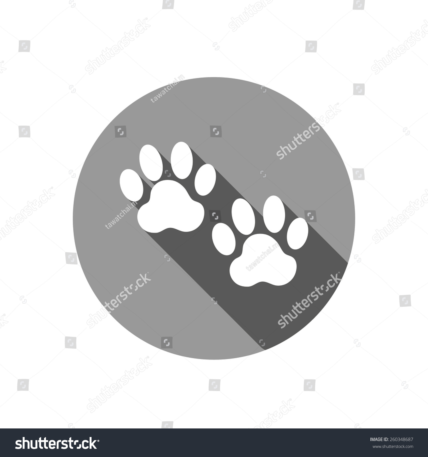 Dog Paw Long Shadow Stock Vector (Royalty Free) 260348687
