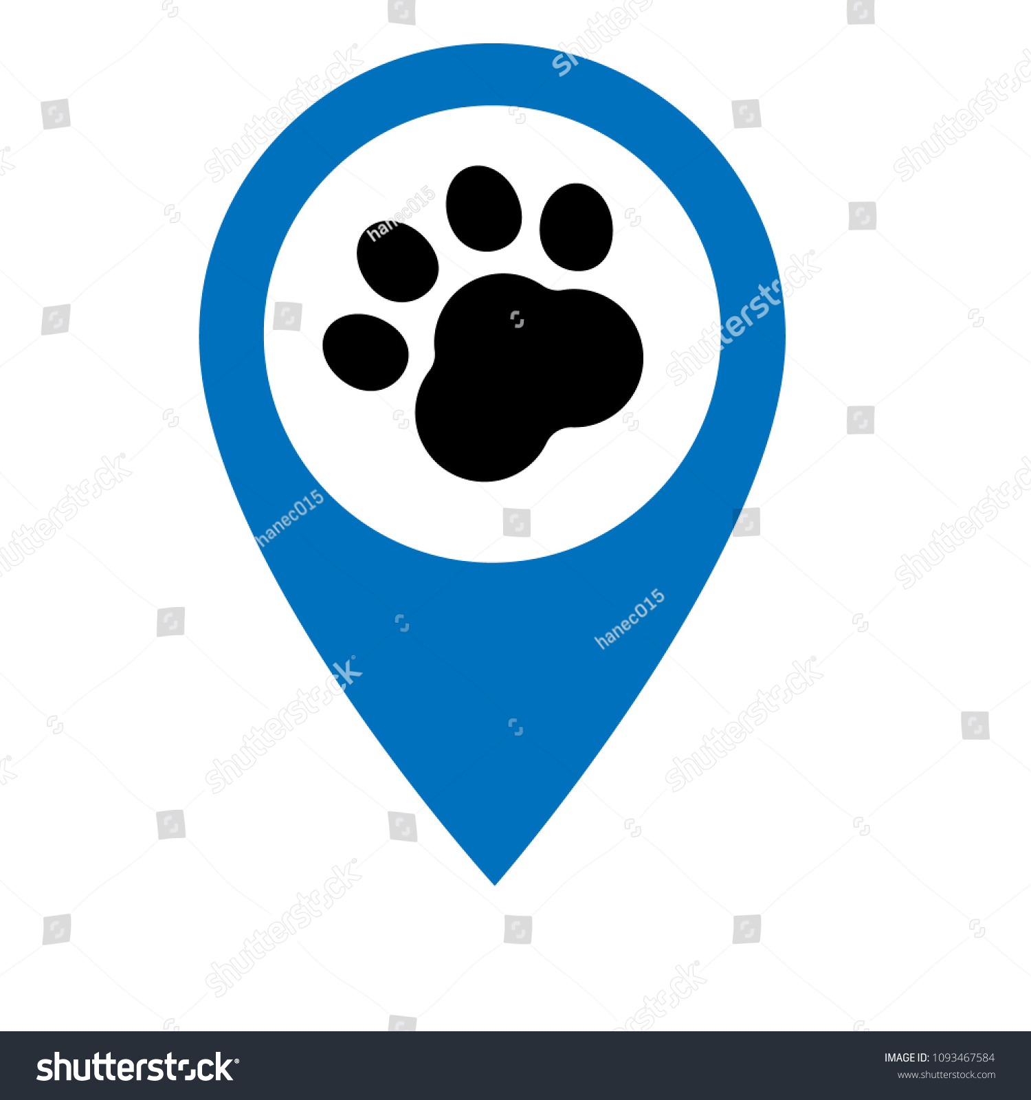 Vektor Stok Dog Paw Map Point Sign Vector (Tanpa Royalti) 1093467584 | Shutterstock