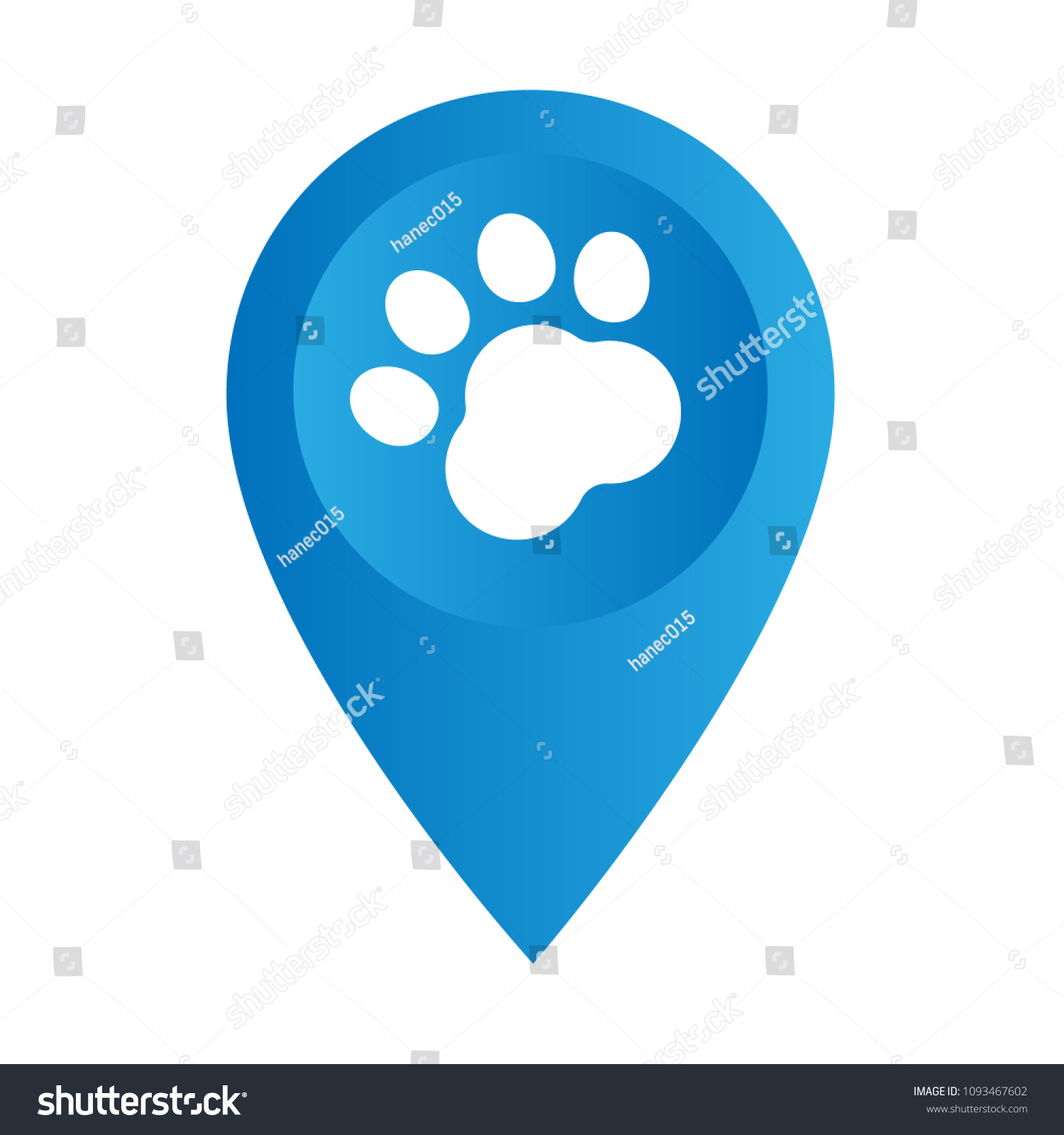 Dog Paw Map Point Sign Vector Stock Vector (Royalty Free) 1093467602 ...