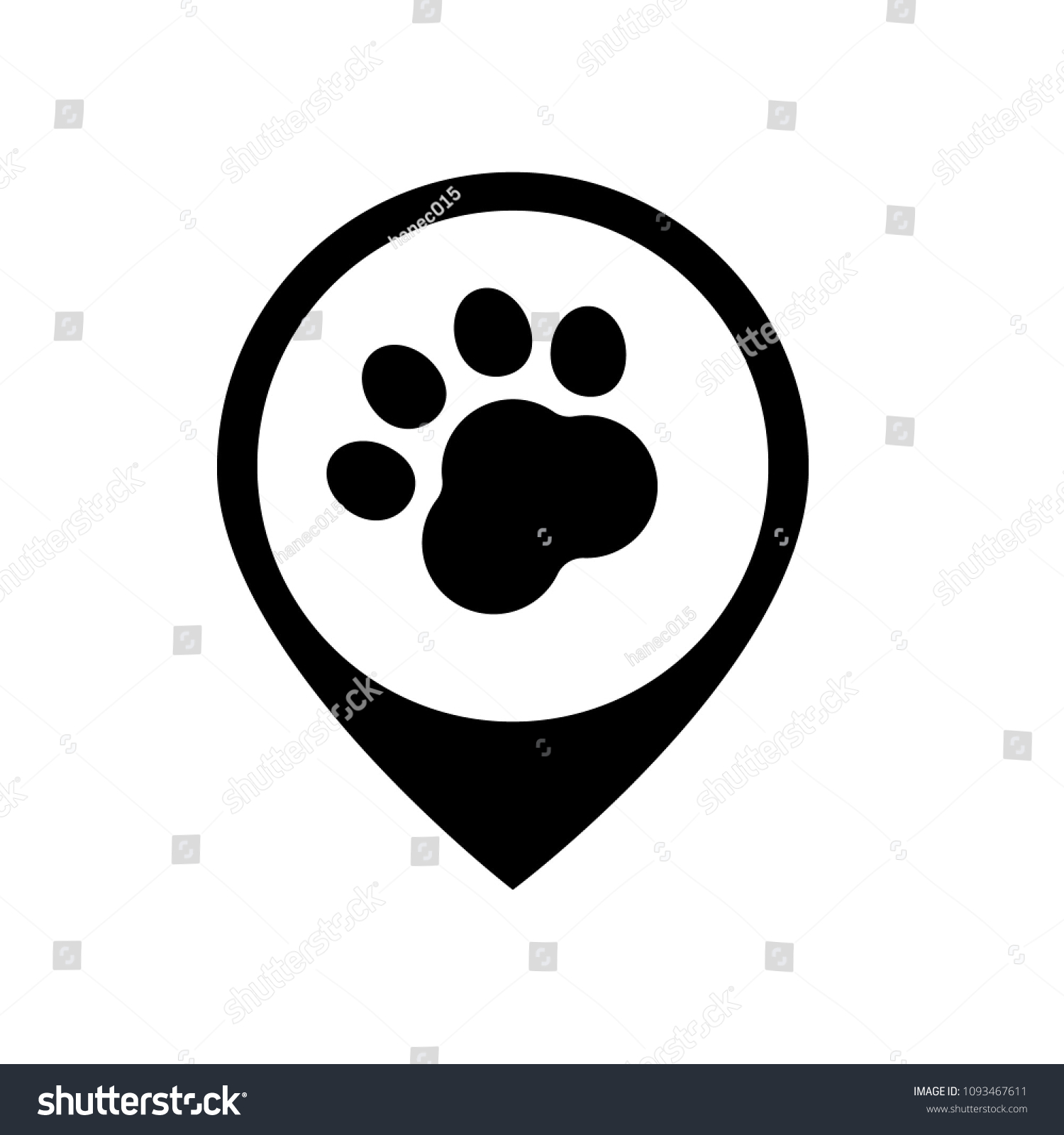 Dog Paw Map Point Sign Vector: vector de stock (libre de regalías ...