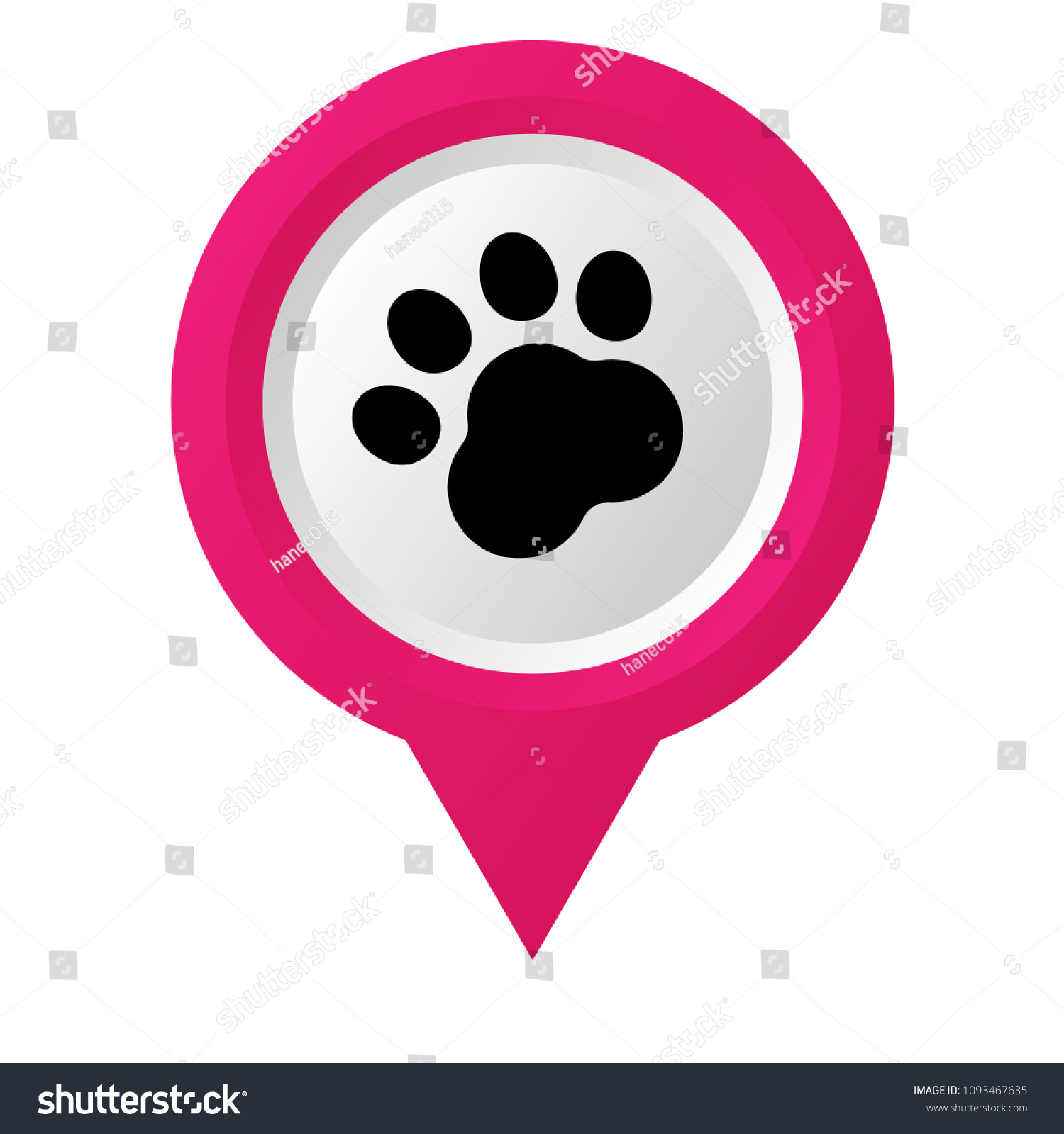 Dog Paw Map Point Sign Vector Stock Vector (Royalty Free) 1093467635 ...