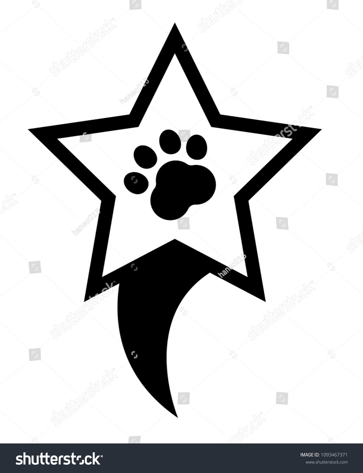 Dog Paw Map Point Sign Vector Stock Vector (Royalty Free) 1093467371