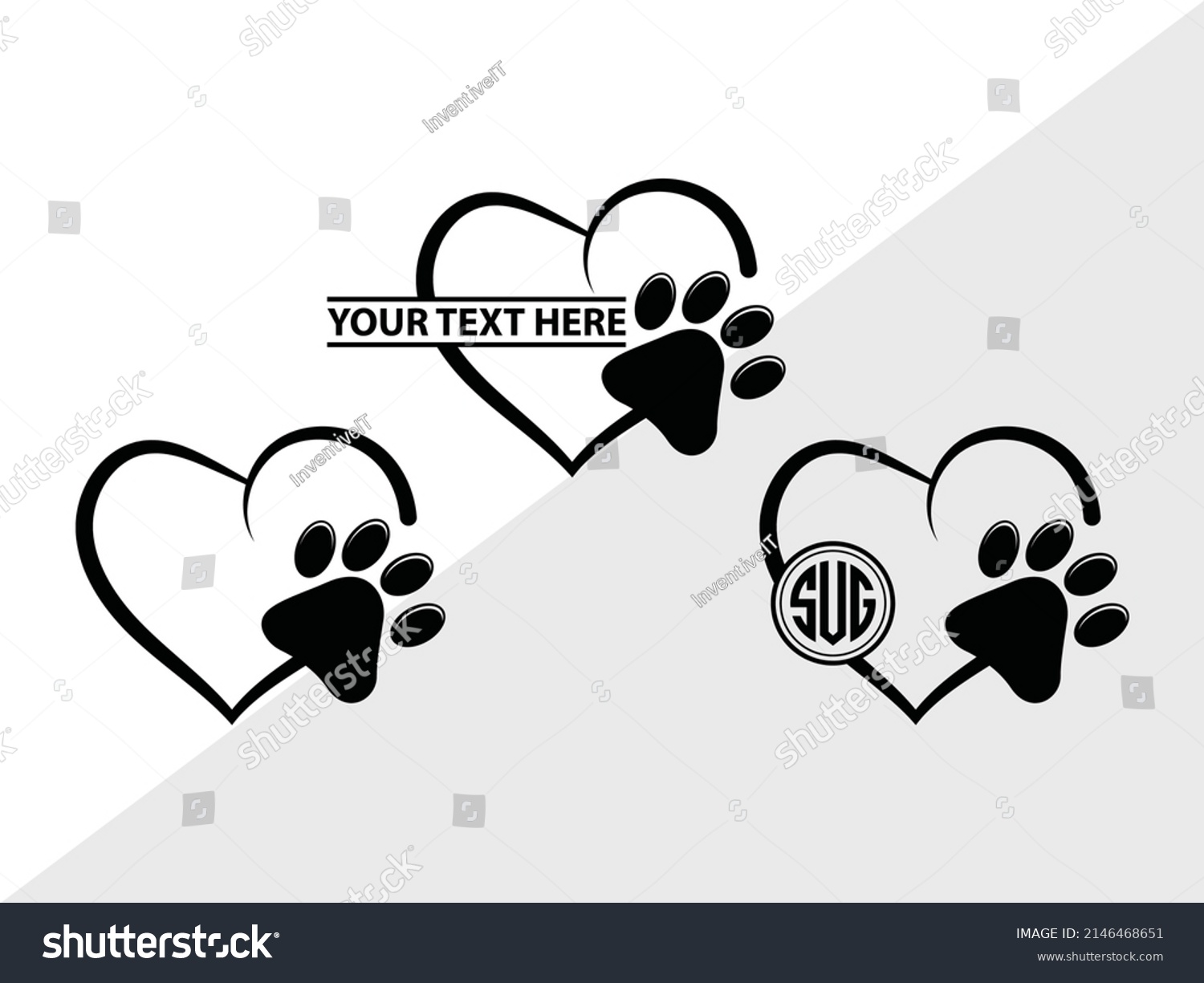 Dog Paw Monogram Printable Vector Illustration Stock Vector (Royalty ...