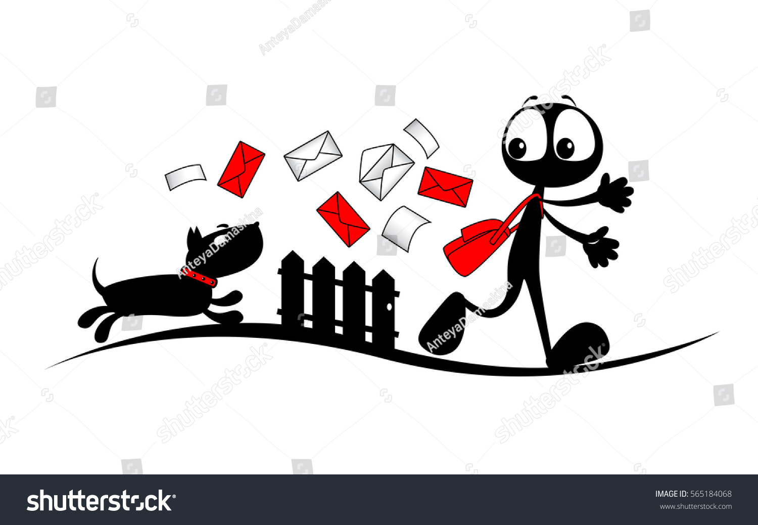 Dog Running Postman Stock Vector (Royalty Free) 565184068