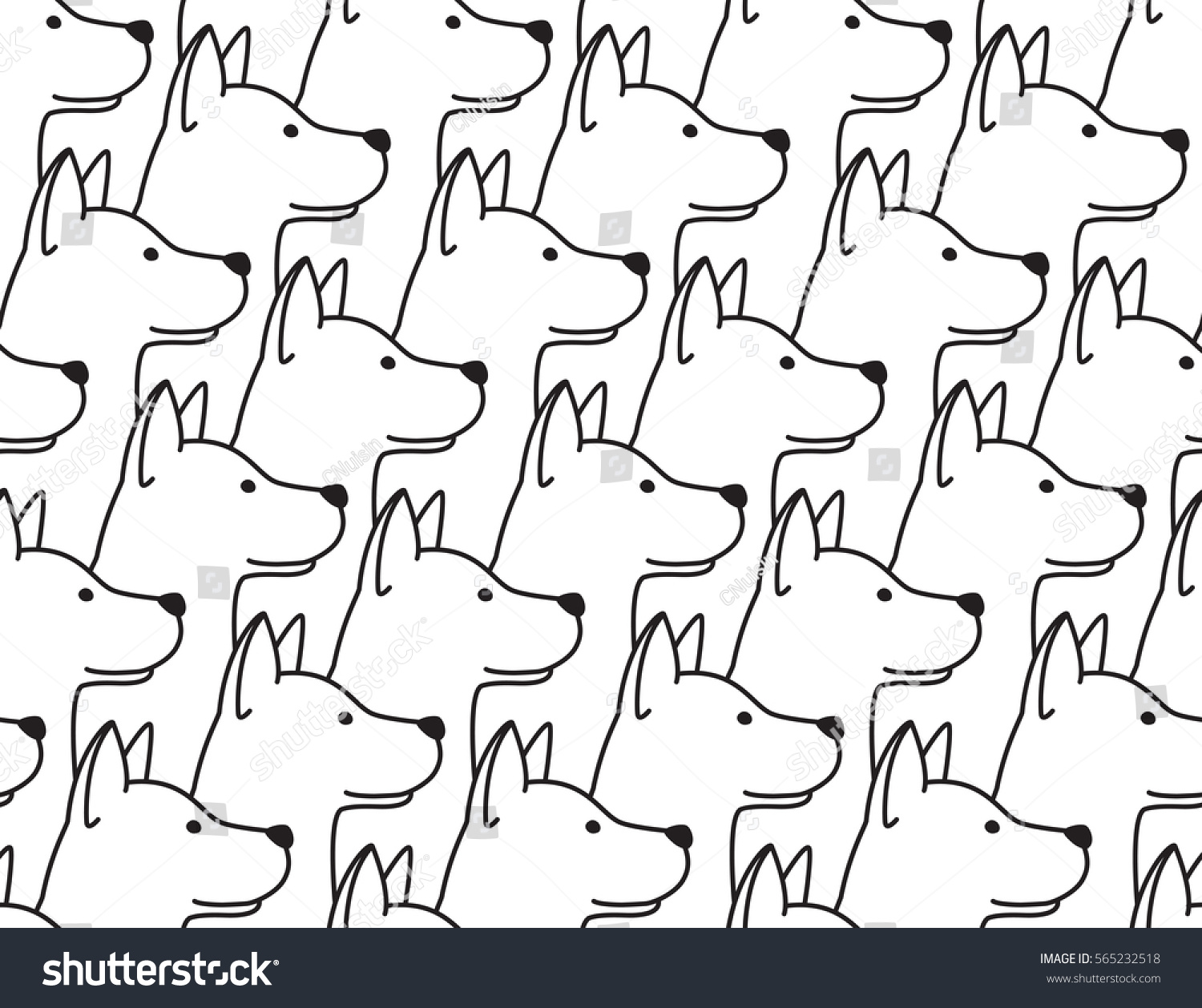 Dog Seamless Pattern White Stock Vector (Royalty Free) 565232518 ...