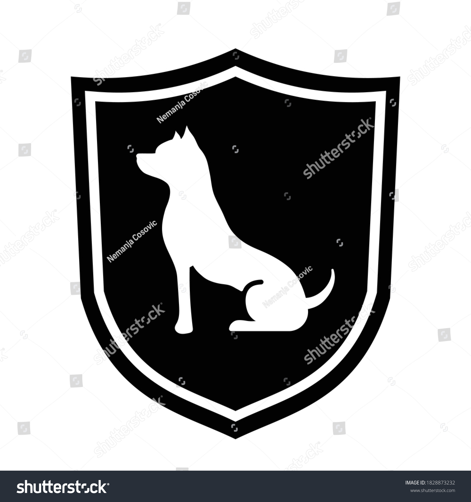 Dog Silhouette Shield Security Concept Vector Stock Vector (Royalty ...