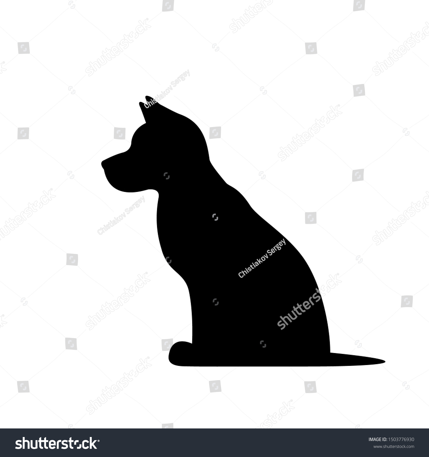 Dog Sitting Black Vector: vector de stock (libre de regalías) 1503776930