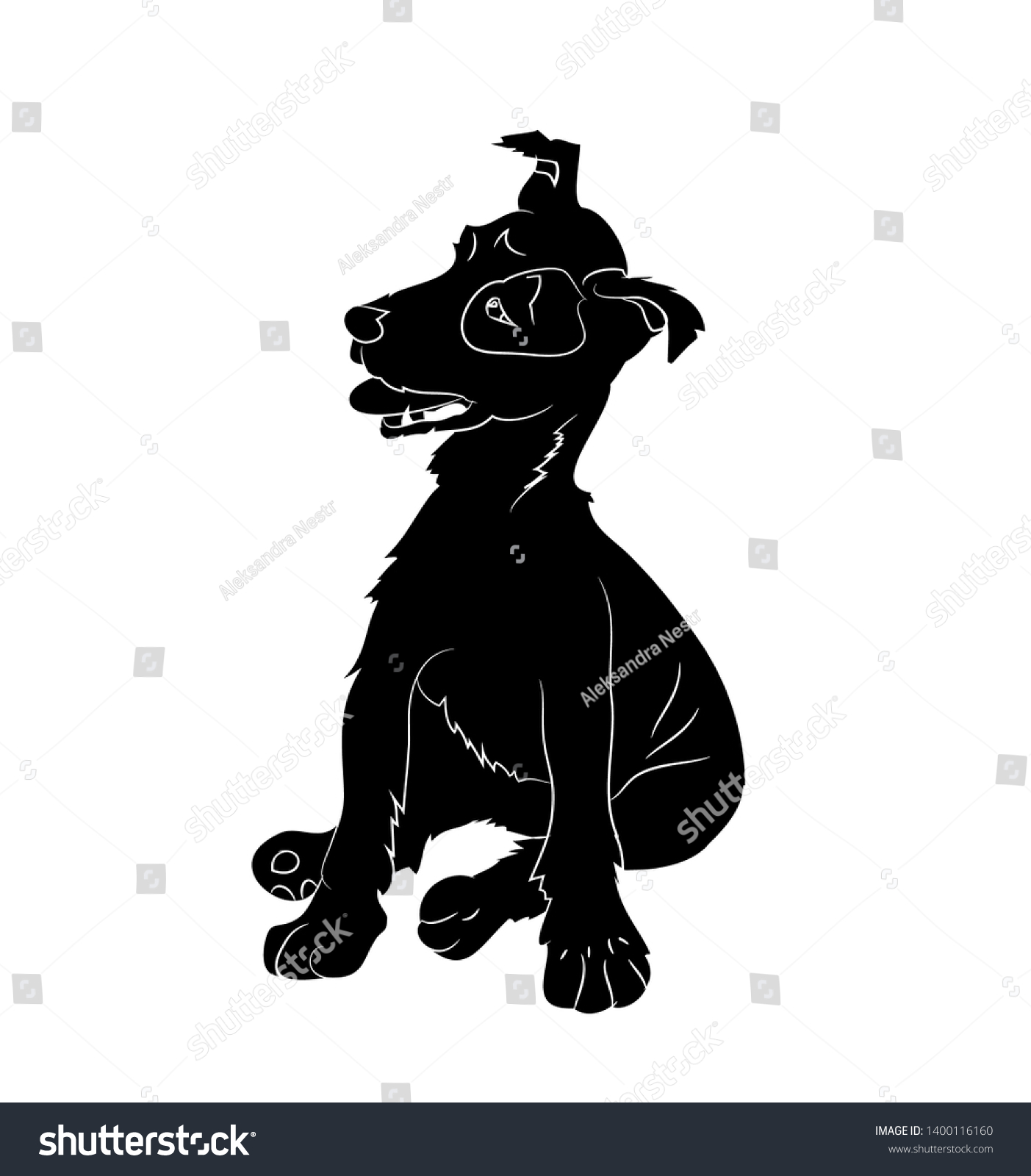 Dog Sitting Silhouette Vector White Background Stock Vector (Royalty ...