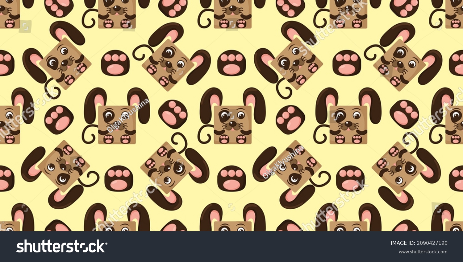 Dog Square Face Seamless Pattern Vector Stock Vector (Royalty Free ...