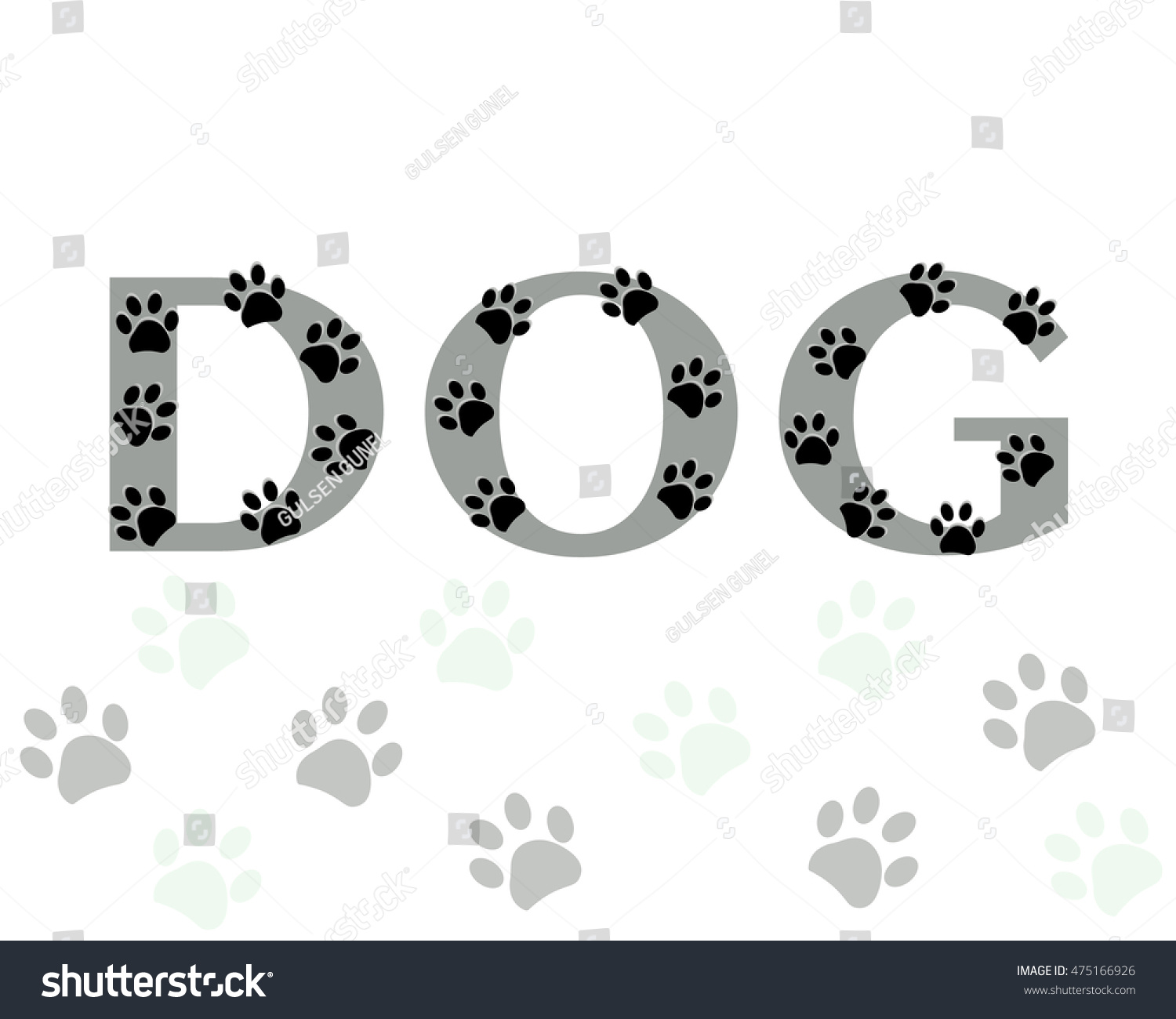 Dog Text Paw Print Vector Background Stock Vector (Royalty Free ...