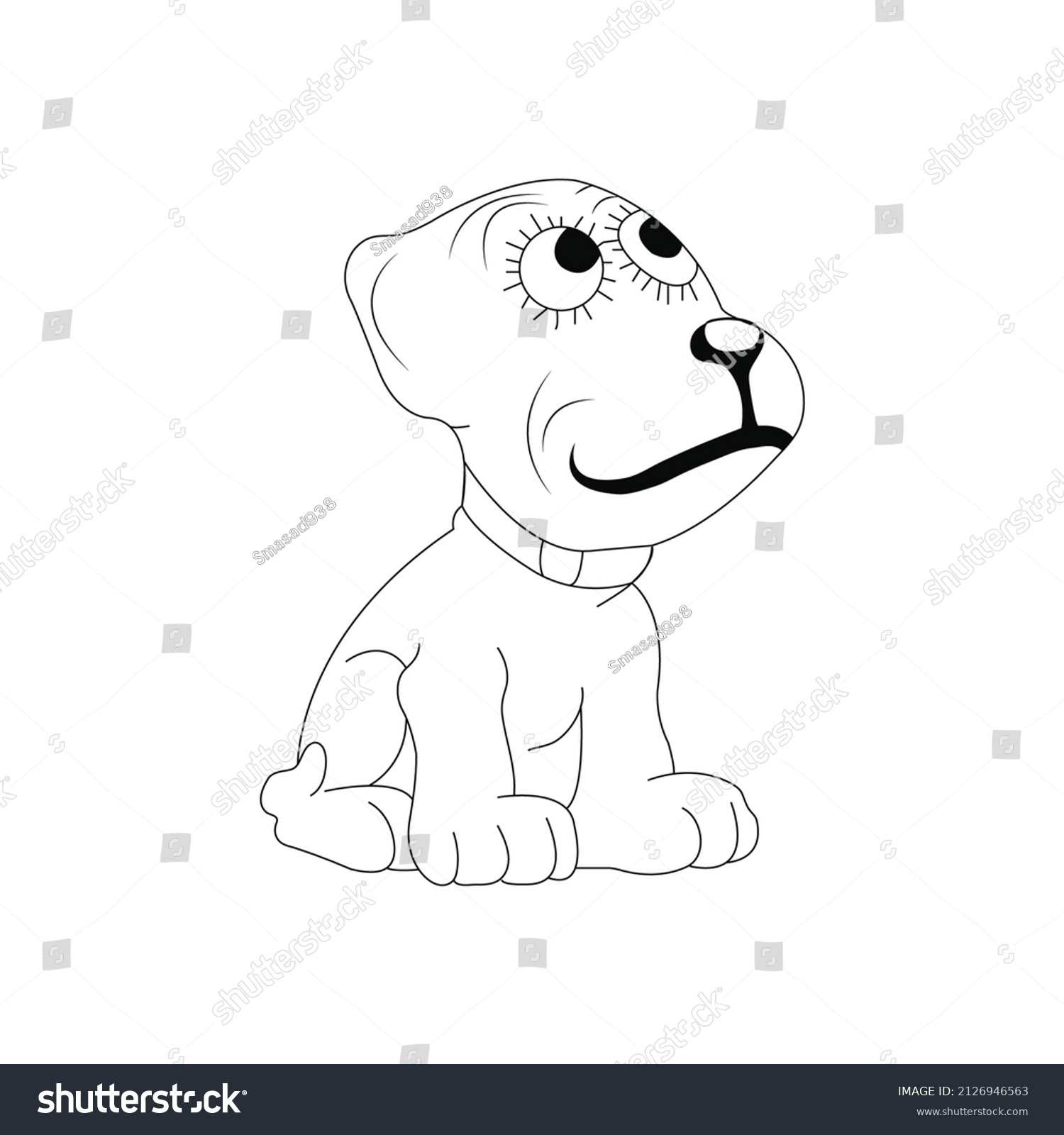 Dog Vector Line Art Drawing Stock Vector (Royalty Free) 2126946563 ...