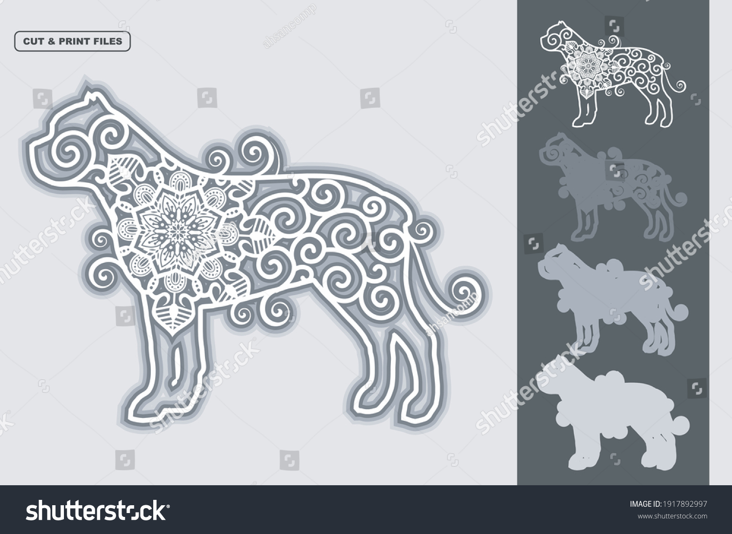 Vektor Stok Dog Vector Svg 3d Layered Eps (Tanpa Royalti) 1917892997 ...