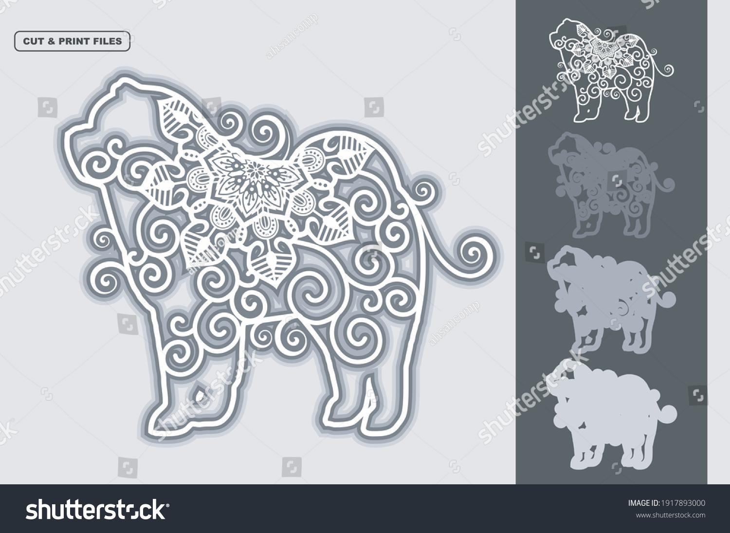 Dog Vector Svg 3d Layered Eps Stock Vector (Royalty Free) 1917893000