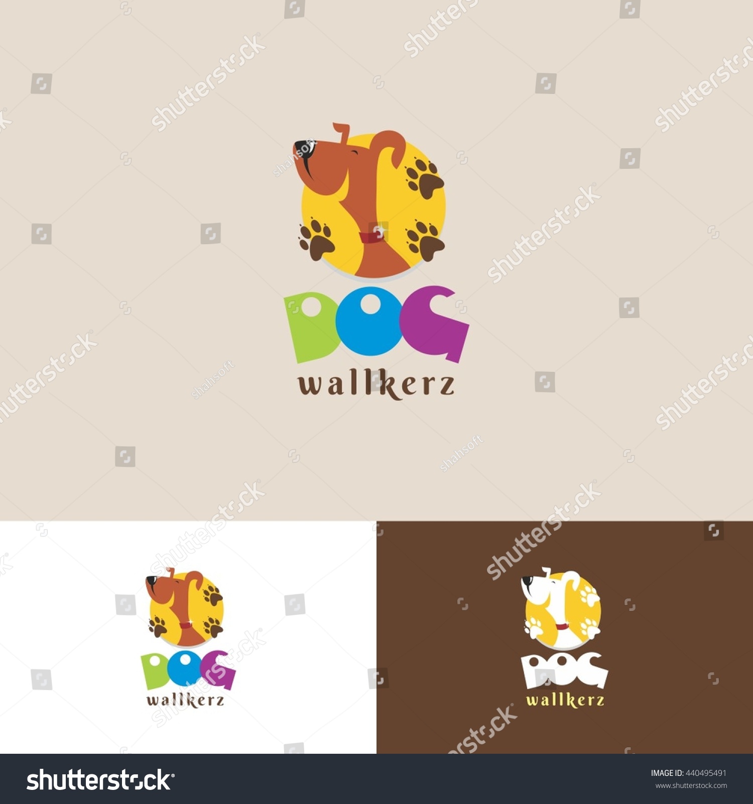 Dog Walker Logo Design Template Stock Vector (Royalty Free) 440495491
