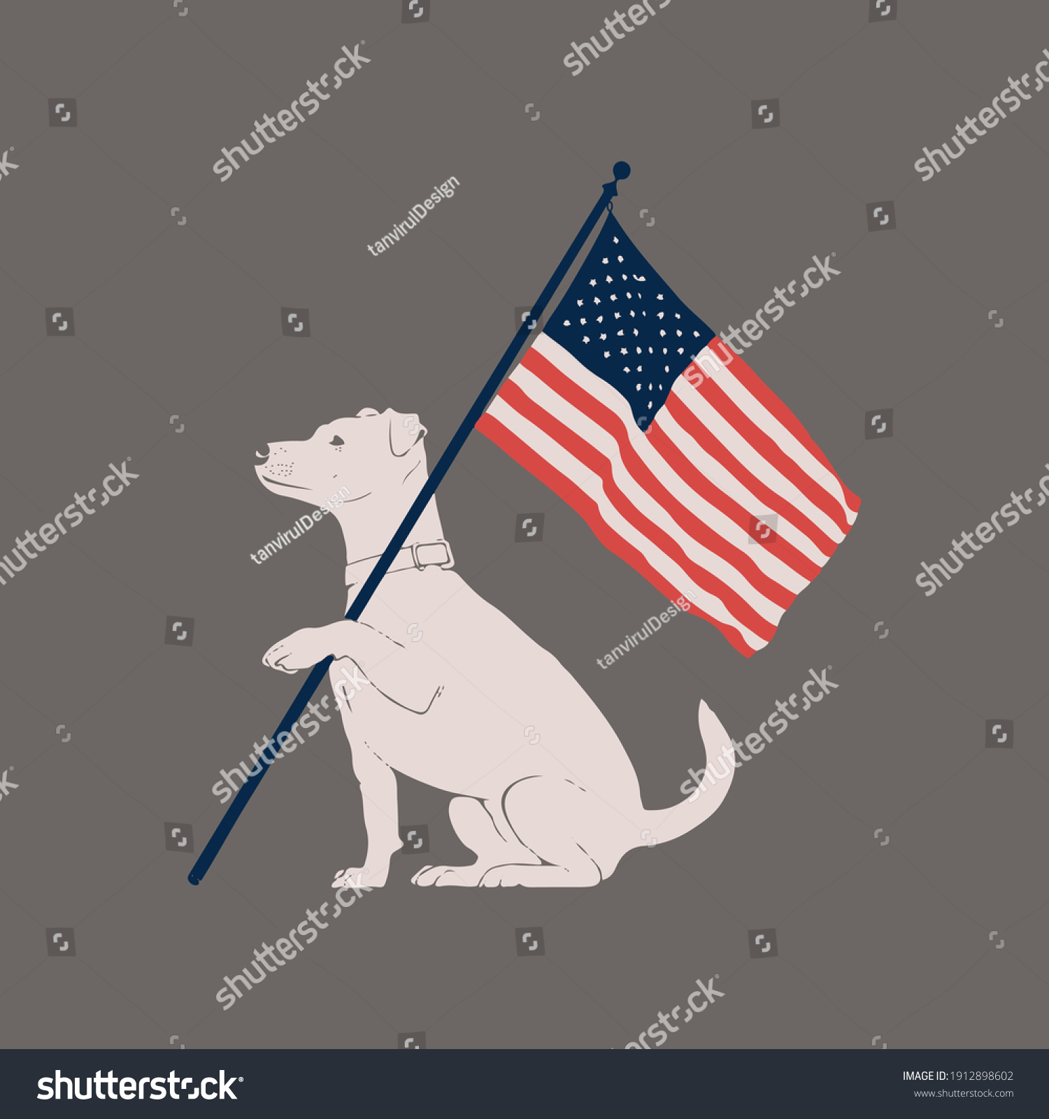 Dog Usa Flag Vector Stock Vector (Royalty Free) 1912898602