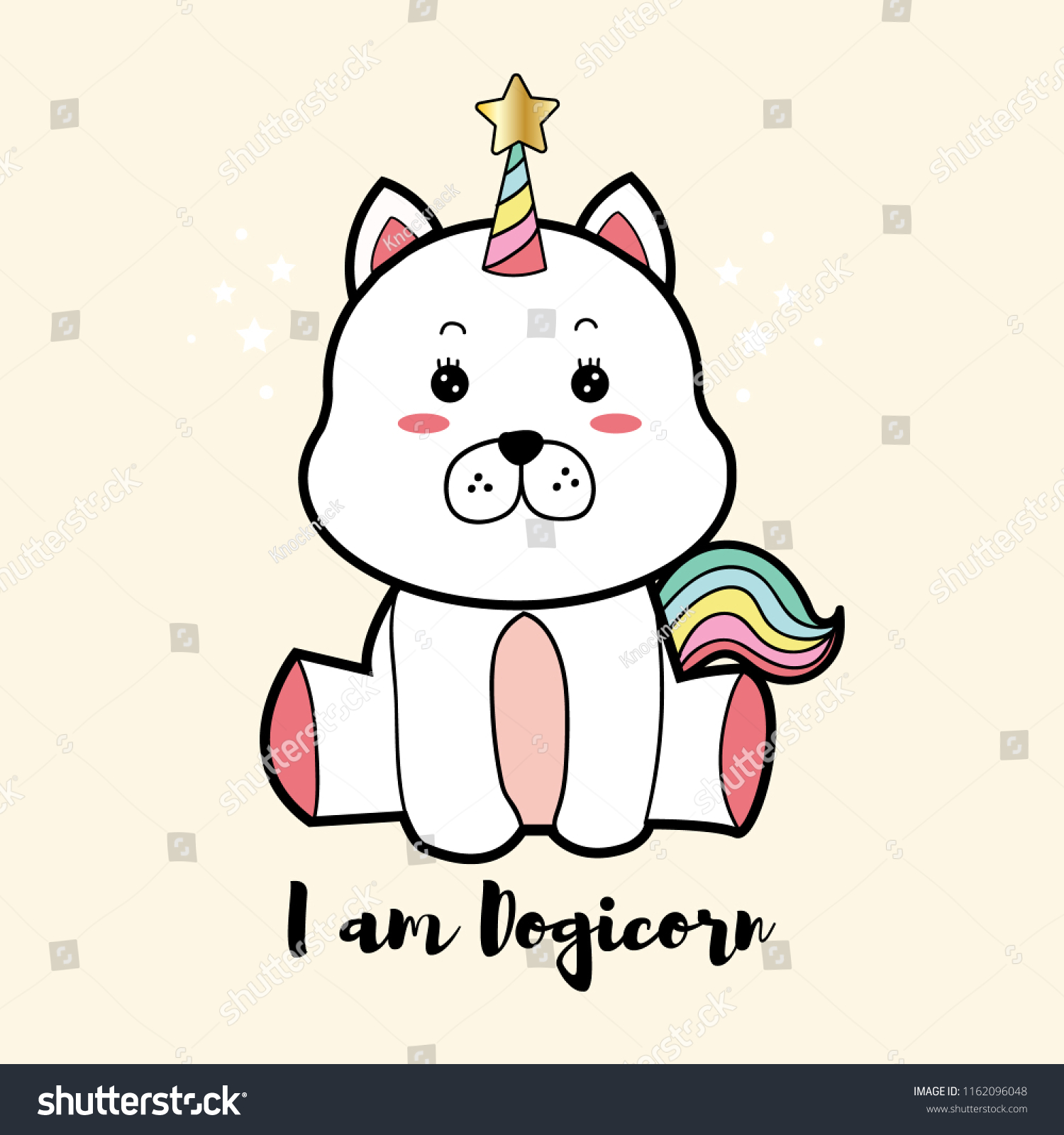 Dogicorn Cute Cartoon Vector Stock Vector (Royalty Free) 1162096048