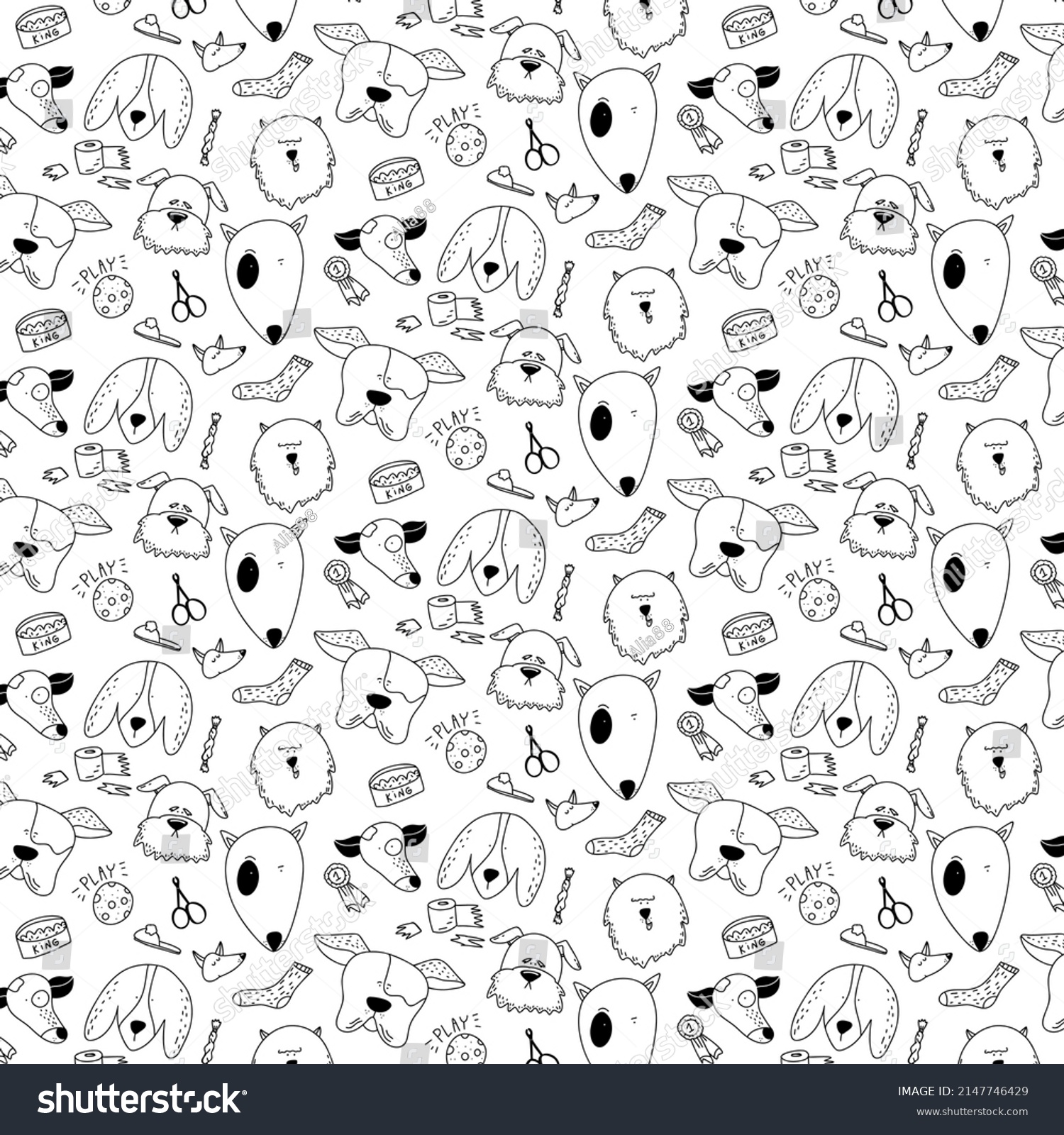 Dogs Outline Pattern On White Background Stock Vector (Royalty Free ...