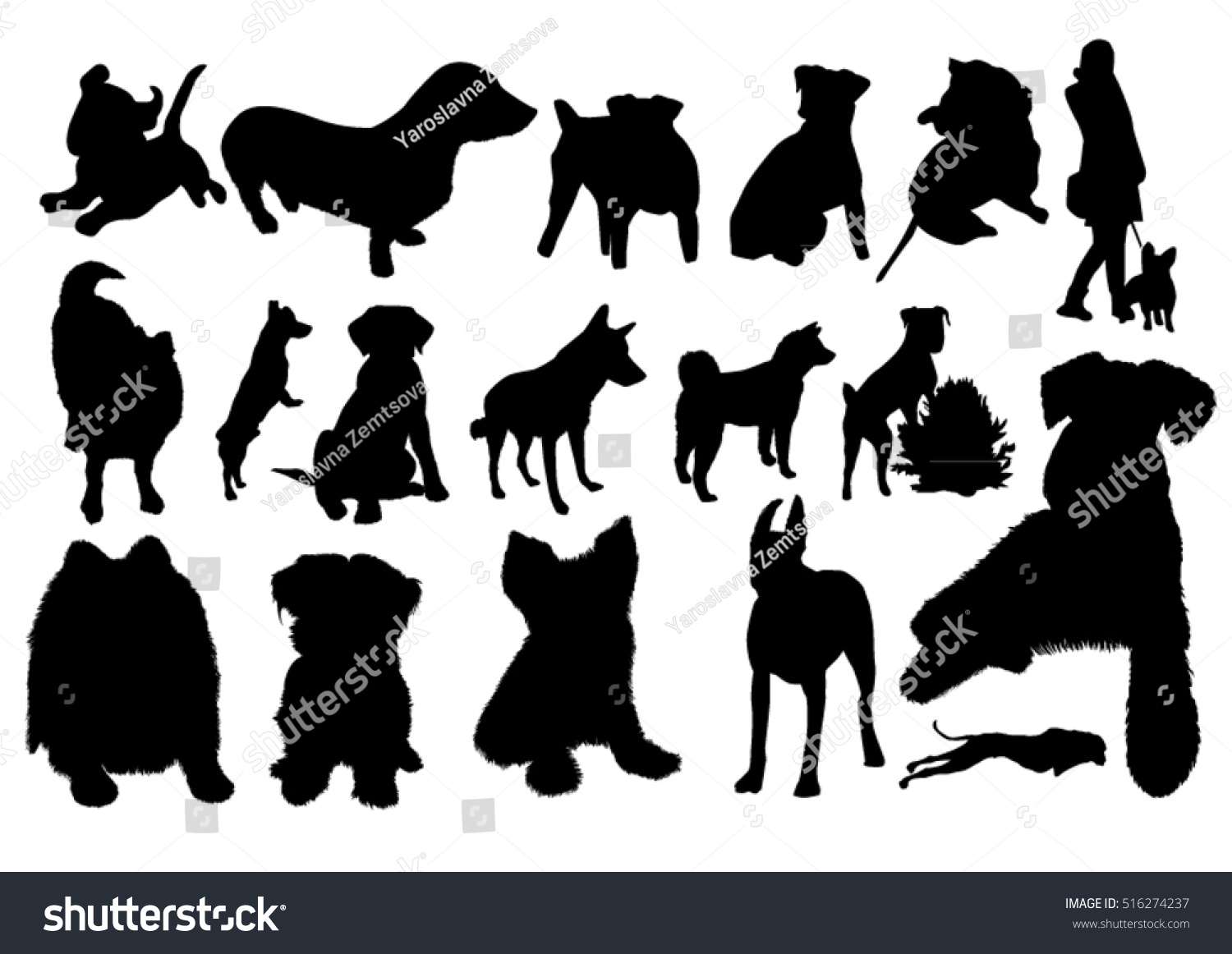 Dogs Silhouettes Set Stock Vector (Royalty Free) 516274237