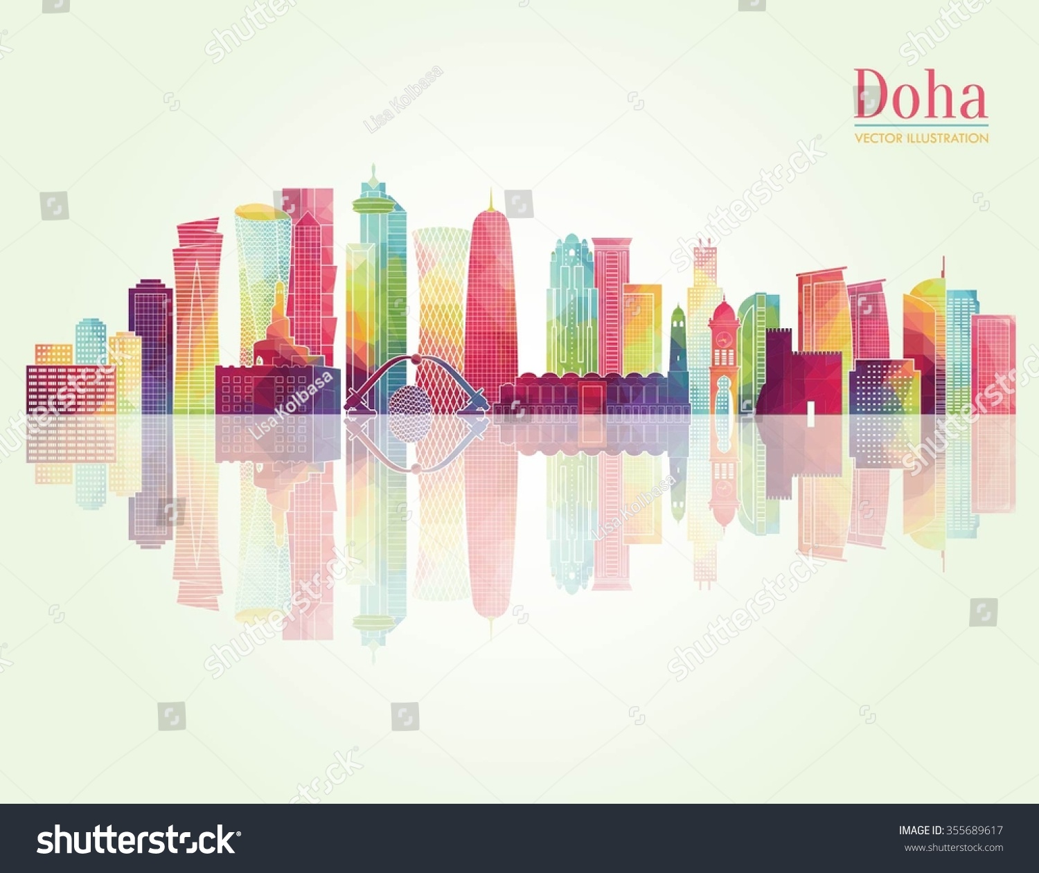 Doha Detailed Skyline Vector Illustration Stock Vector (Royalty Free ...