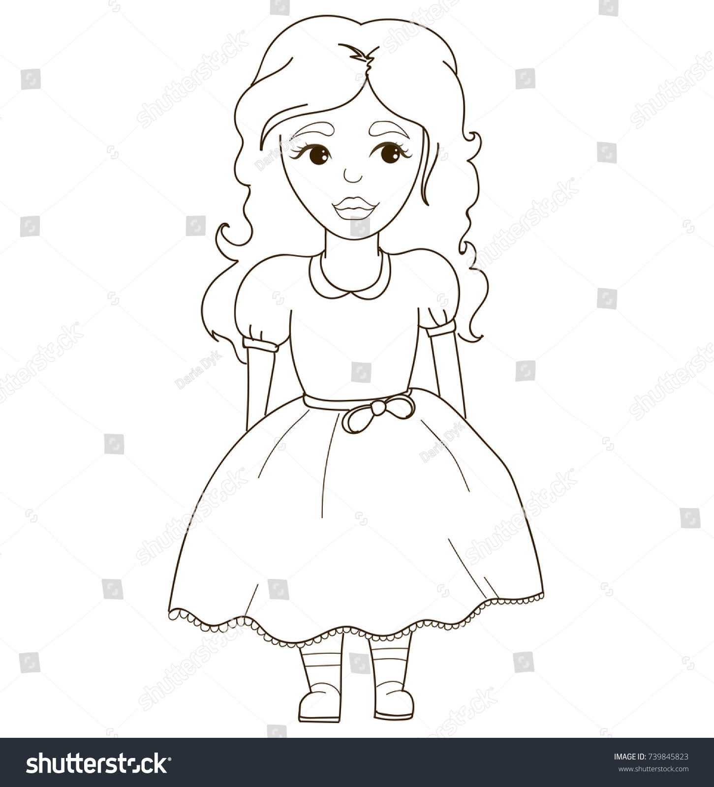 Doll Coloring Page Stock Vector (Royalty Free) 739845823 | Shutterstock