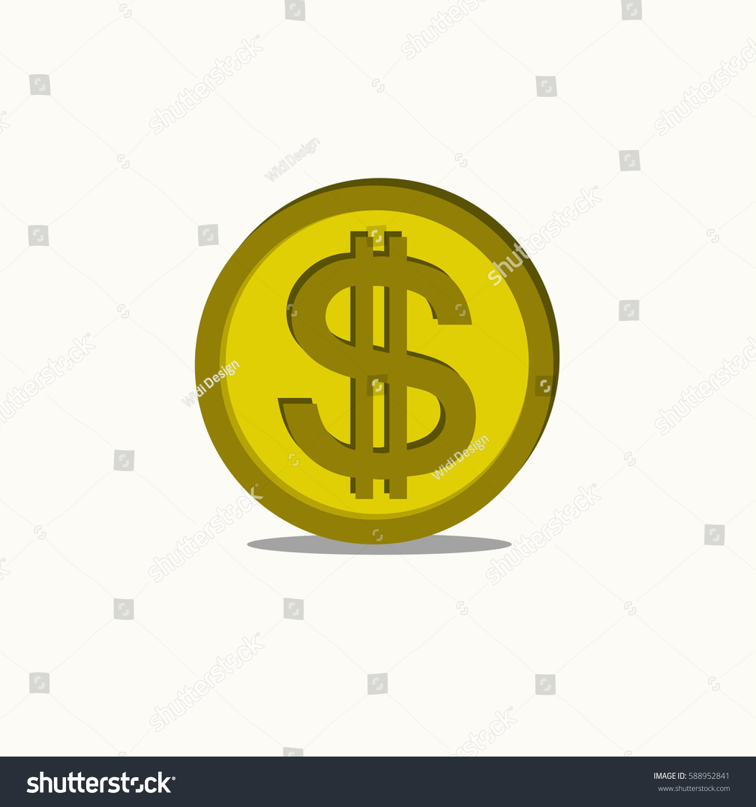 Dollar Coin Flat Design Icon Logo Stock Vector 588952841 - Shutterstock