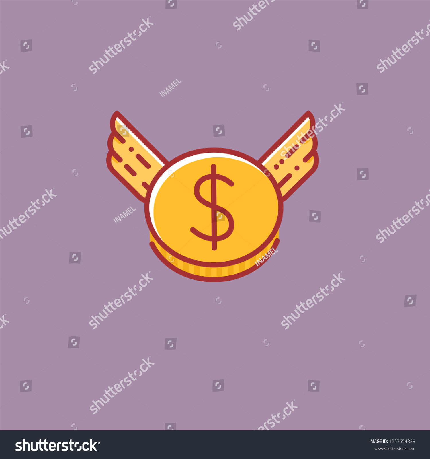 Dollar Coin Wings Vector Icon Stock Vector (Royalty Free) 1227654838