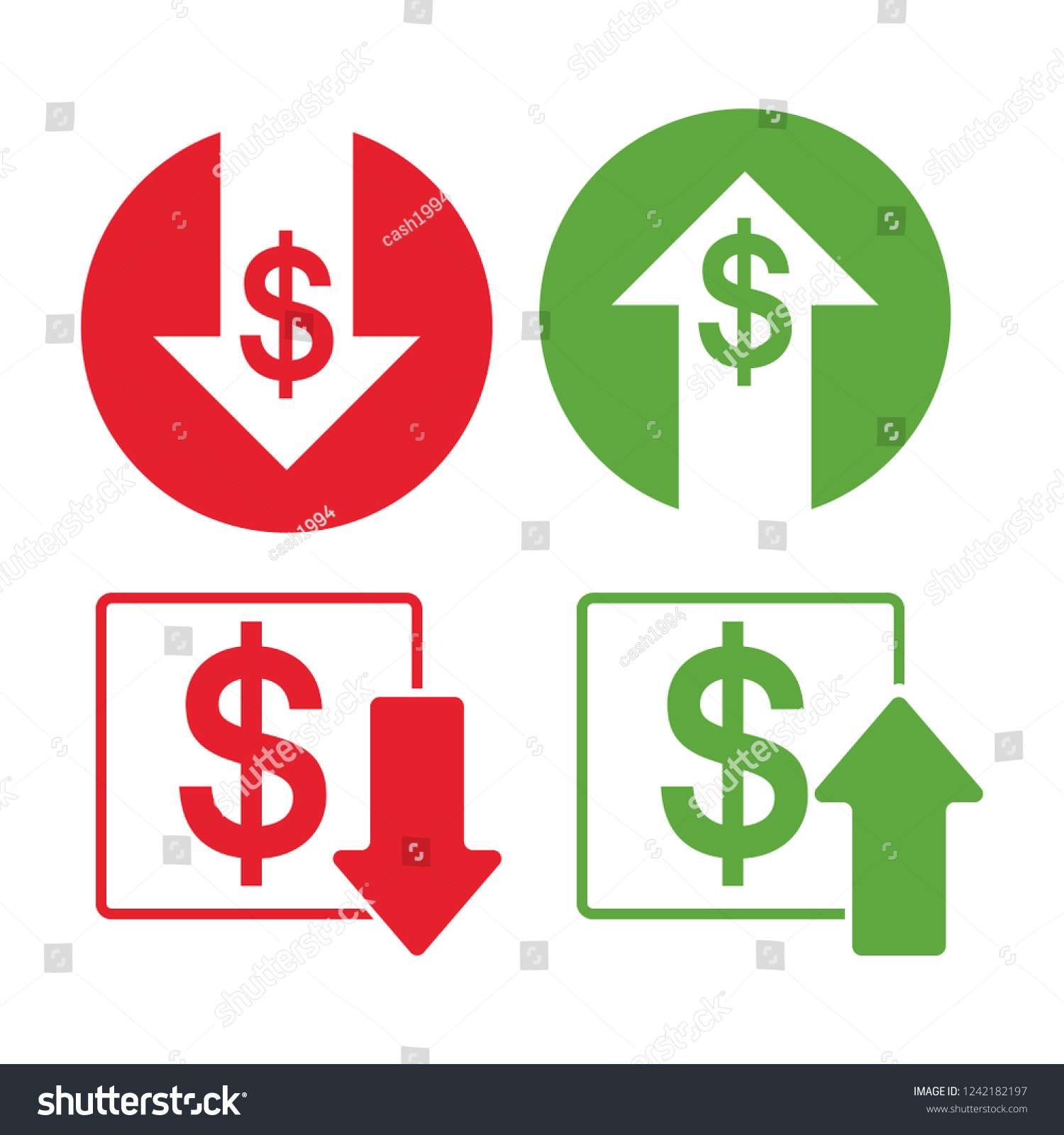 Dollar Down Icon Set Vector Stock Vector (Royalty Free) 1242182197 ...