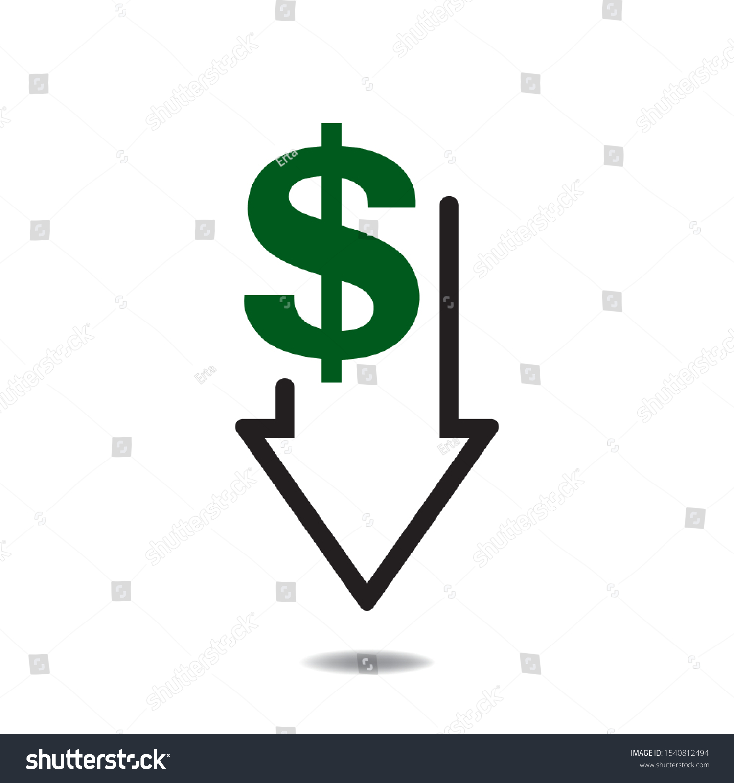 Dollar Down Icon Cost Reduction Design: vector de stock (libre de ...