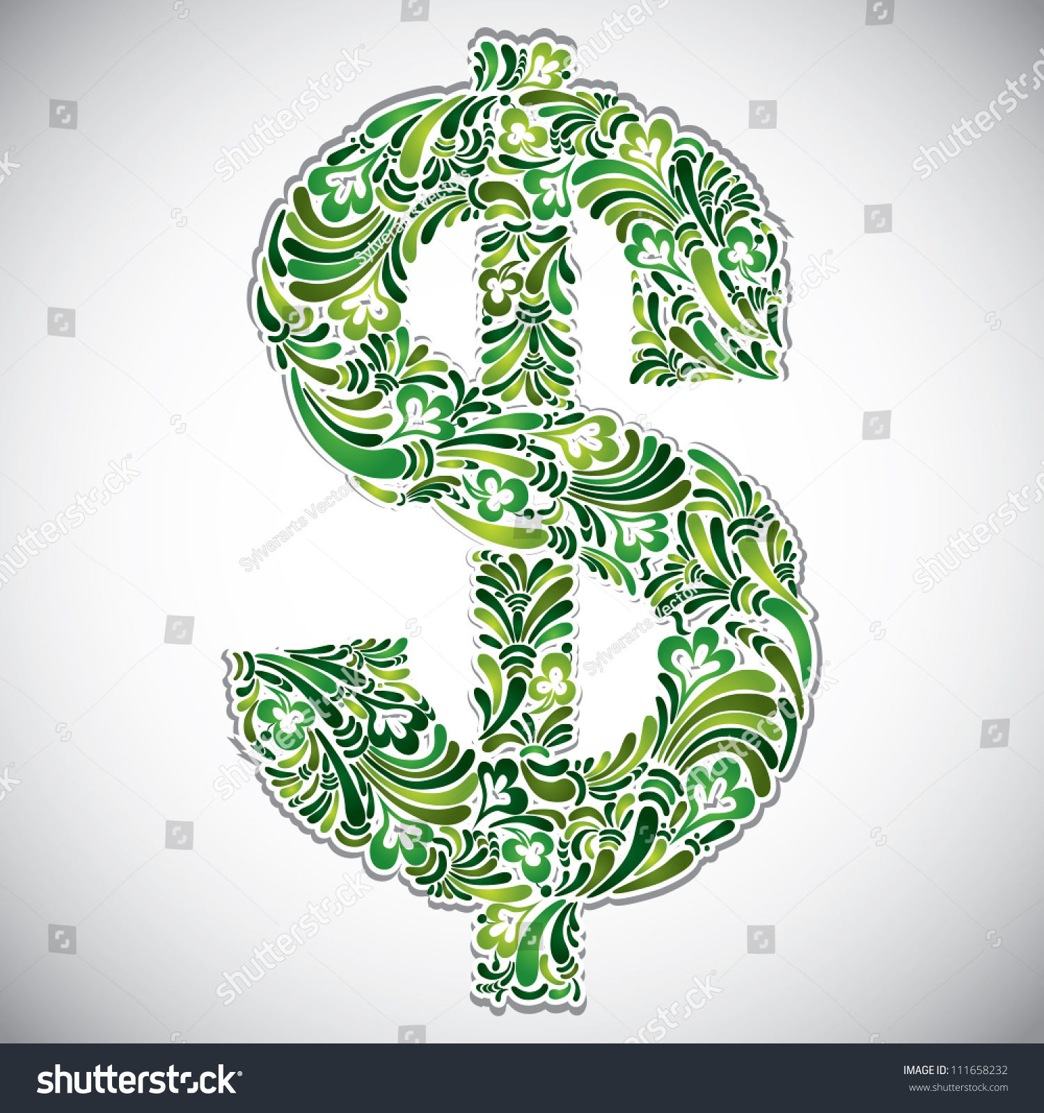 Dollar Sign Floral Patterns Vector Icon Stock Vector (Royalty Free ...