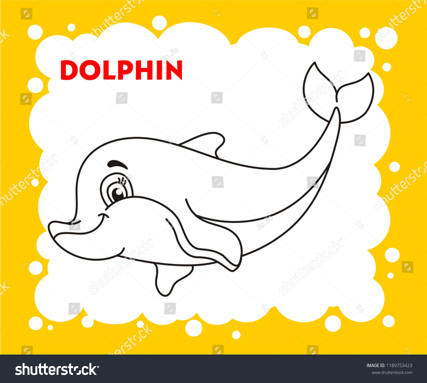 Dolphin Drawing Coloring Page Vector Illustration Stock Vector (Royalty ...