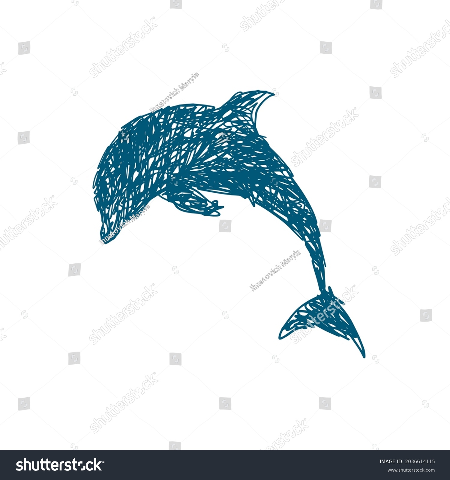 Dolphin Line Abstract Handmade Shading Vector Stock Vector (Royalty ...